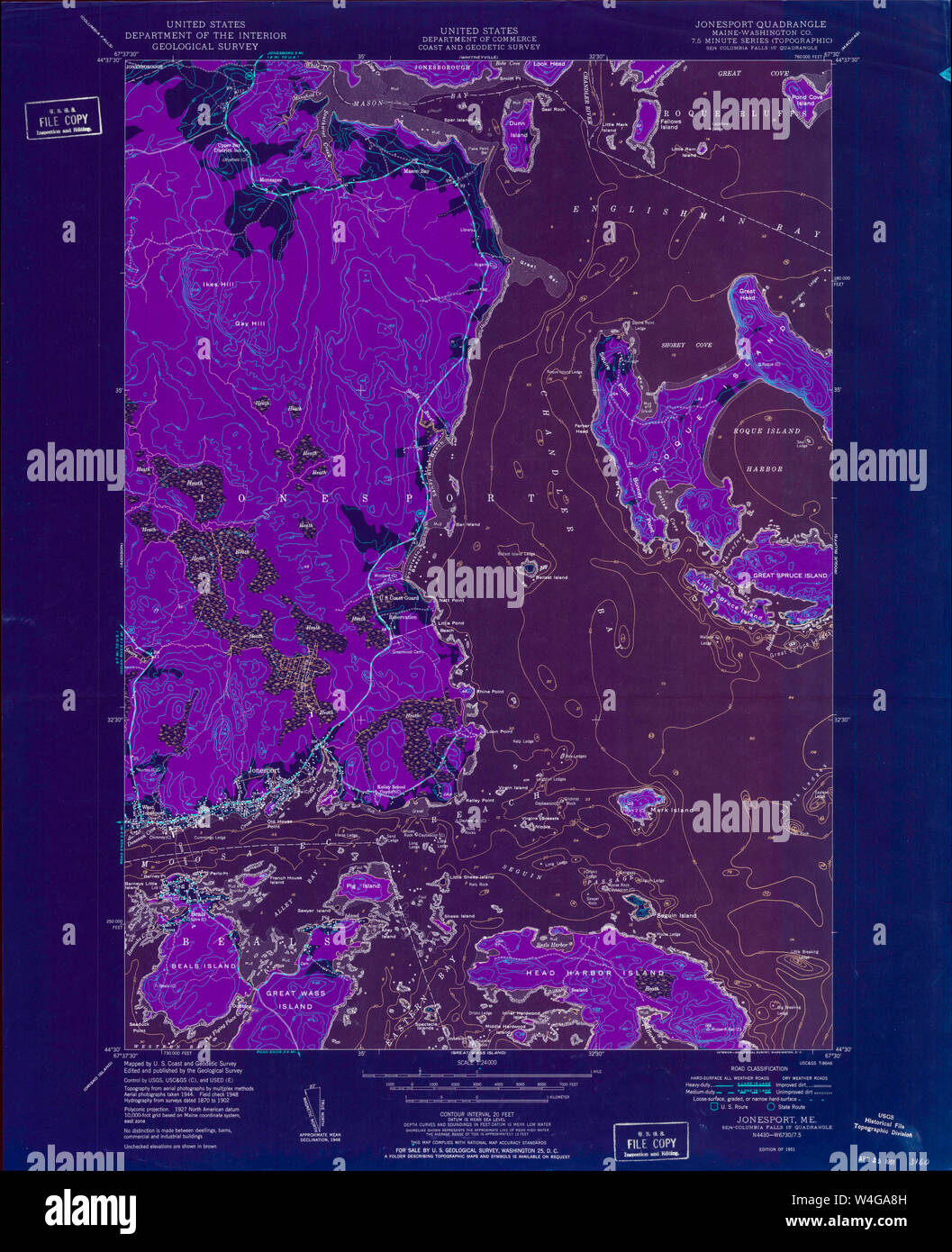 Maine USGS Historical Map Jonesport 806803 1951 24000 Inversion ...