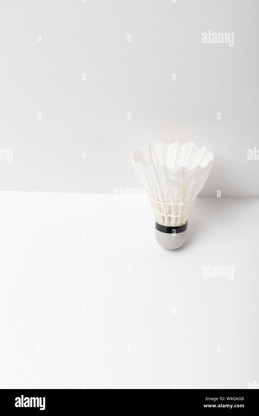 white light badminton shuttlecock on white background with copy space ...