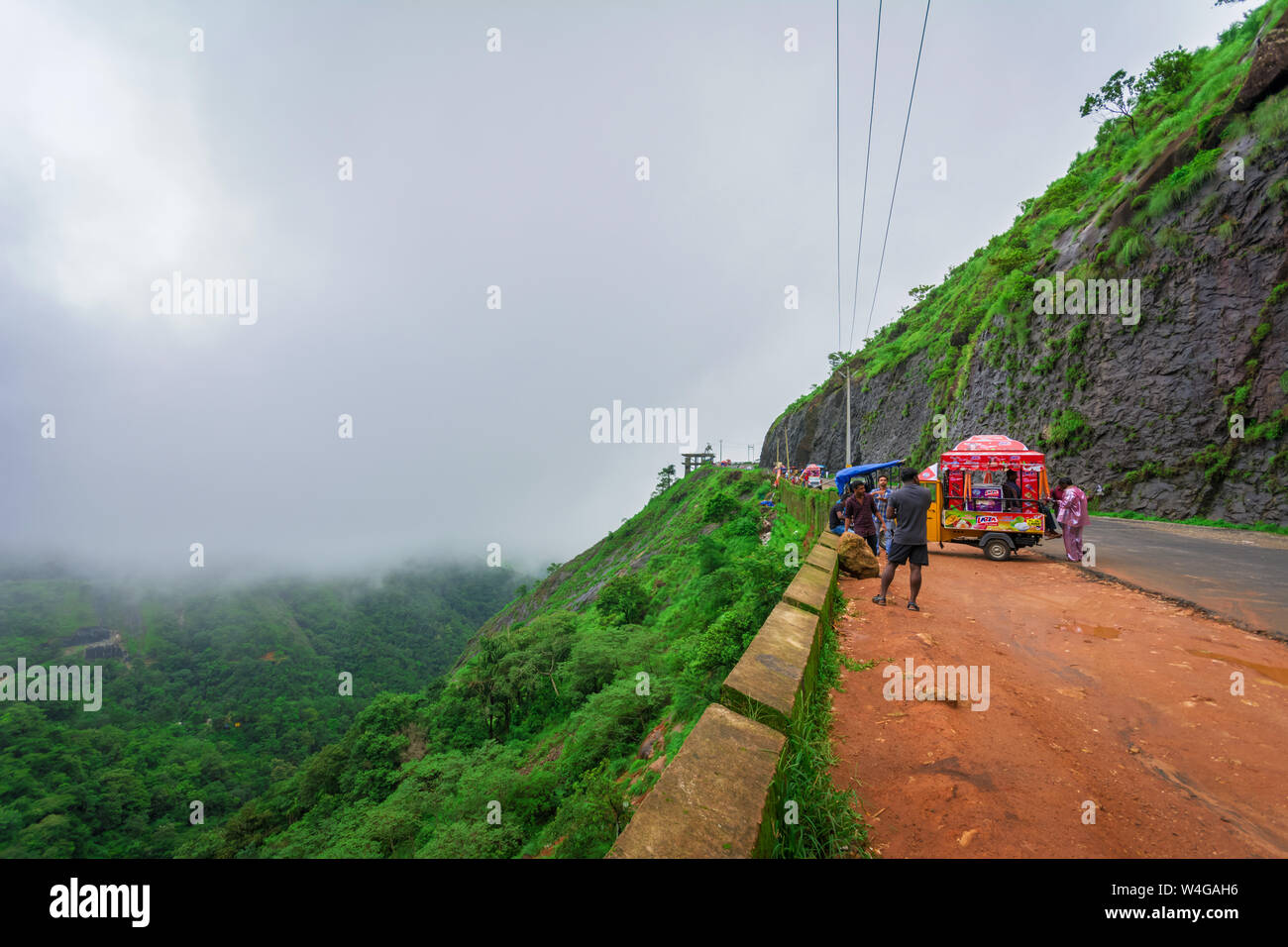 Vagamon, Kerala, India- 07 July 2019: A view point in Vagamon hills ...