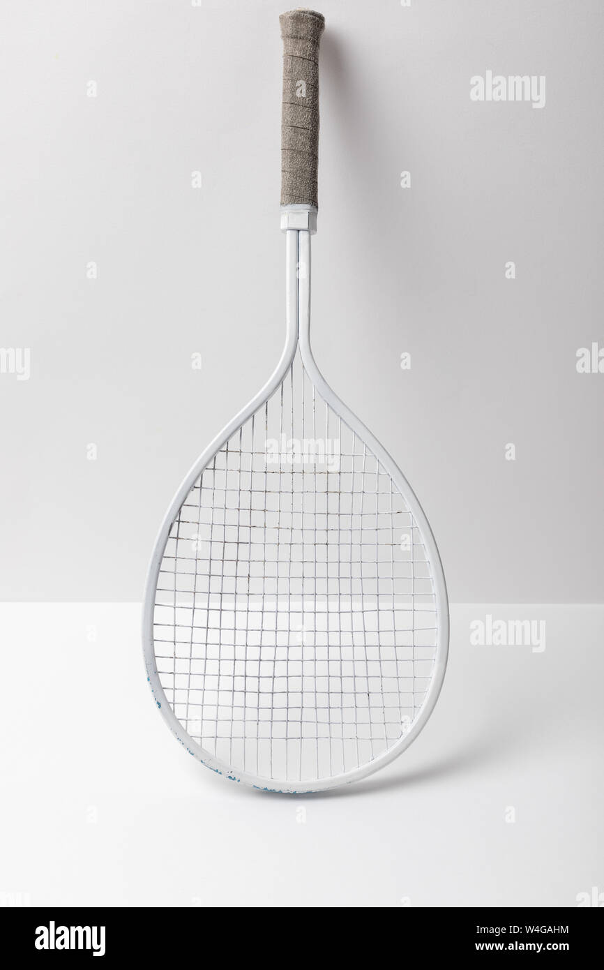 white simple plastic badminton racket on white background Stock Photo ...