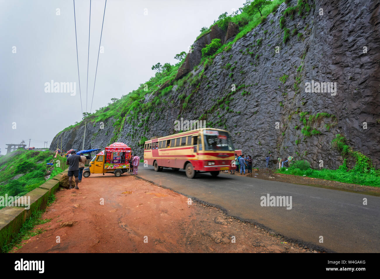 Vagamon, Kerala, India- 07 July 2019: A view point in Vagamon hills ...