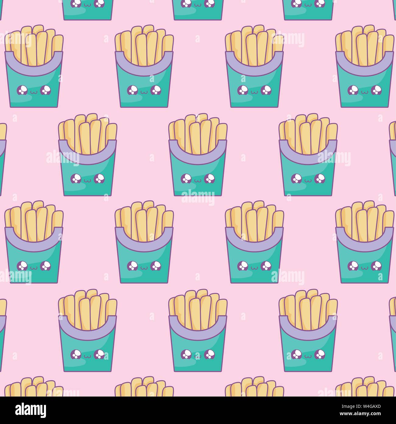 pattern of fresh french fries kawaii style vector illustration design ...