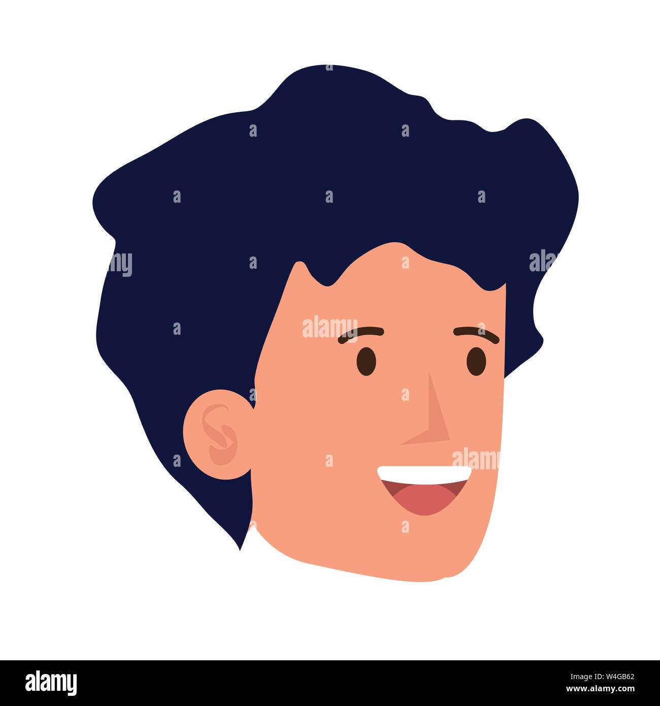 happy young man head character Stock Vector Image & Art - Alamy