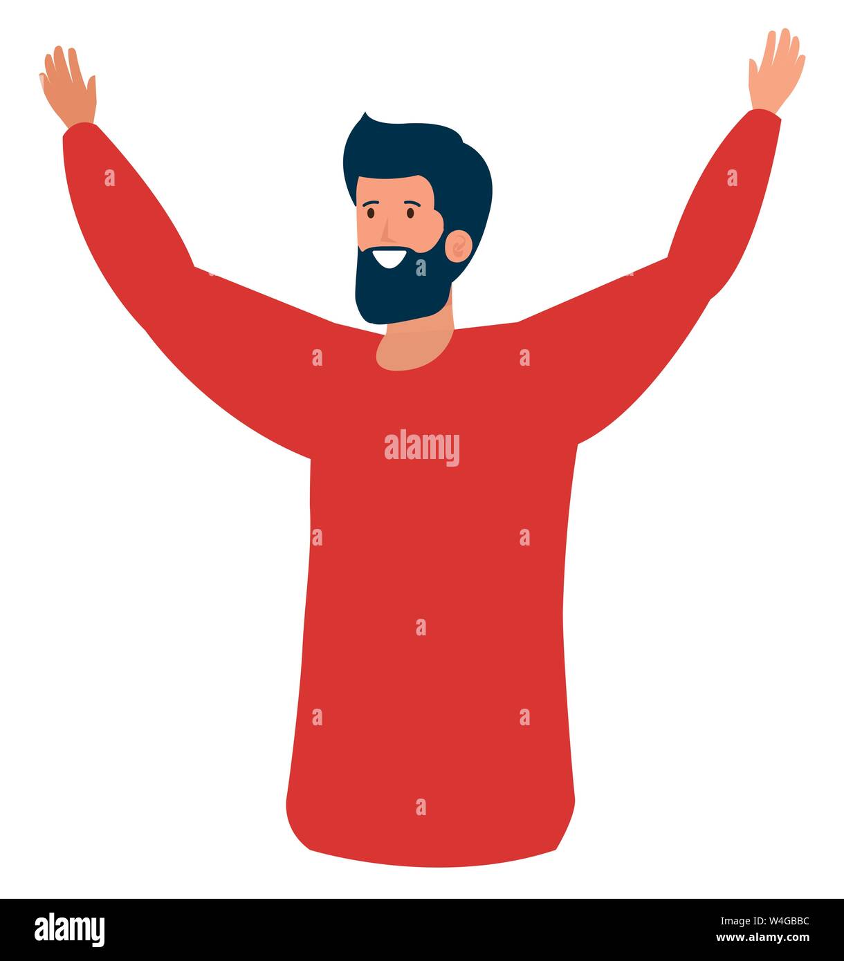 happy young man with beard celebrating character Stock Vector Image ...
