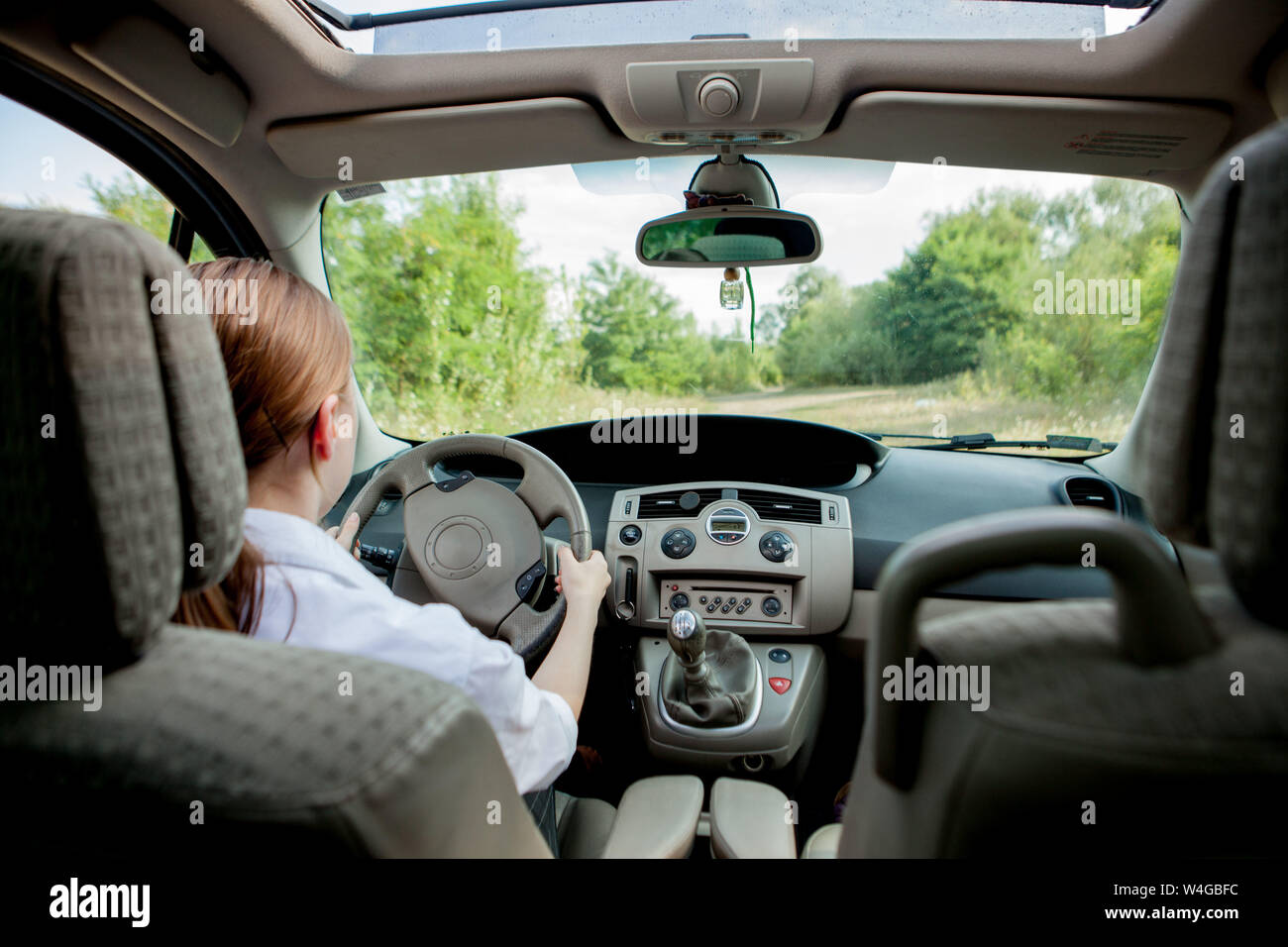 Close up portrait of pleasant looking female with glad positive ...