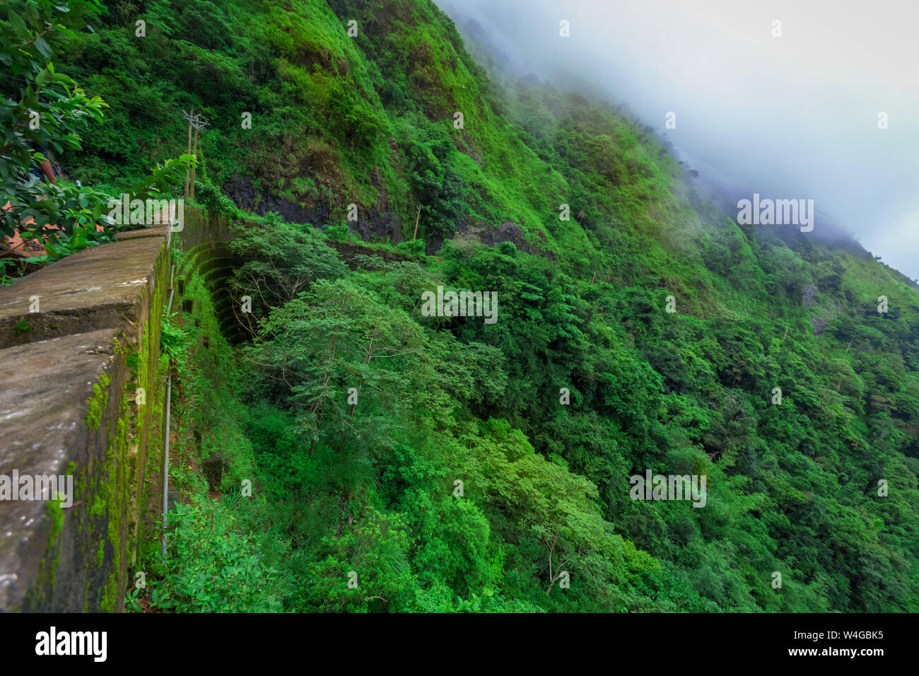 Vagamon, Kerala, India- 07 July 2019: a view point in Vagamon hills ...