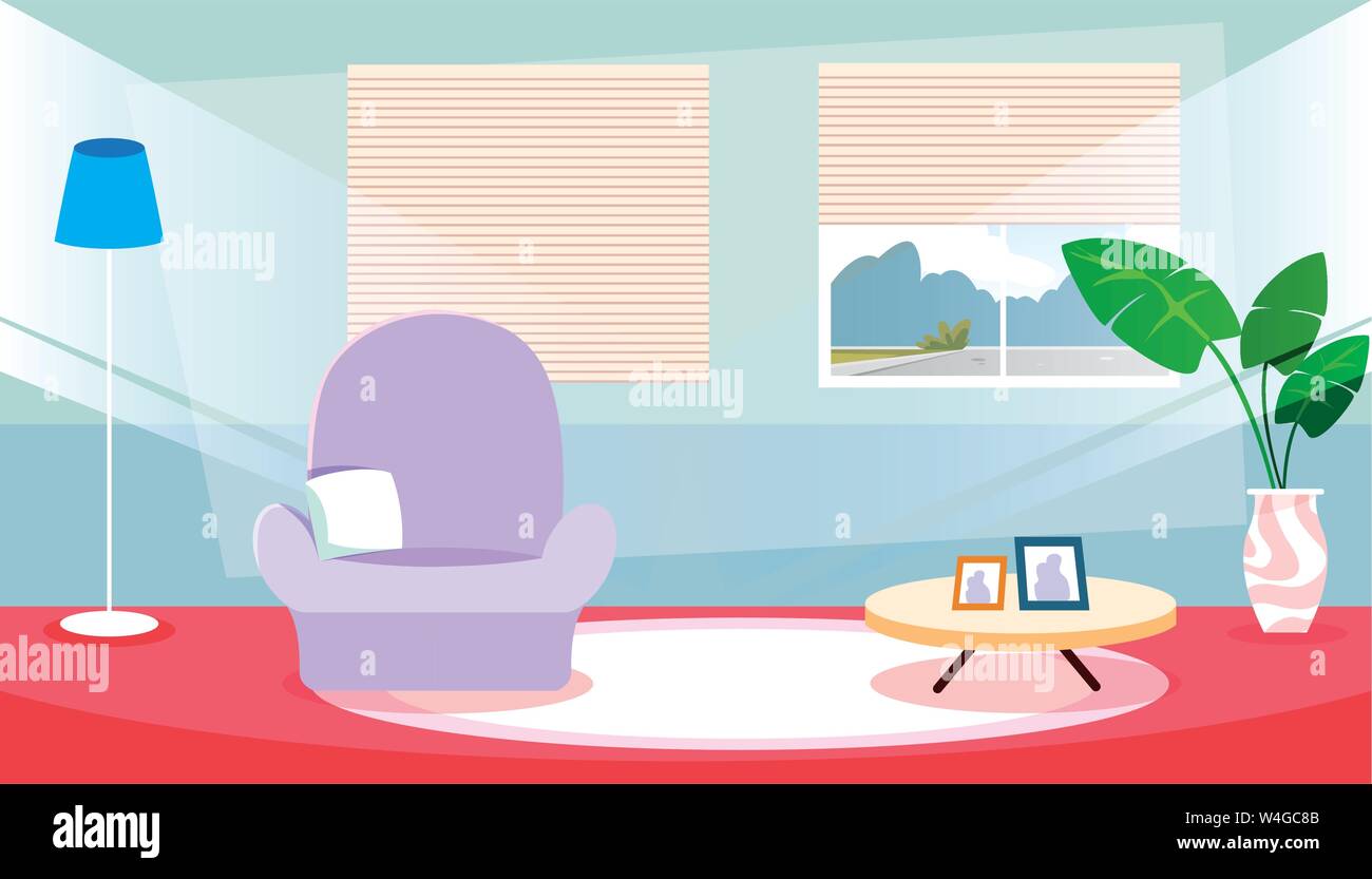house inside scene with sofa and decoration interiors vector ...