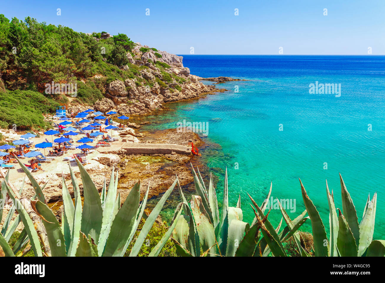 Sea skyview landscape photo Ladiko bay near Anthony Quinn bay on Rhodes ...
