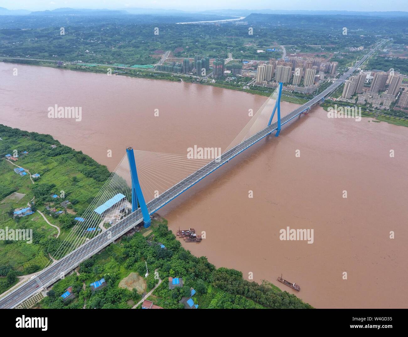 Yibin. 30th Jan, 2019. Aerial photo taken on July 23, 2019 shows Nanxi ...