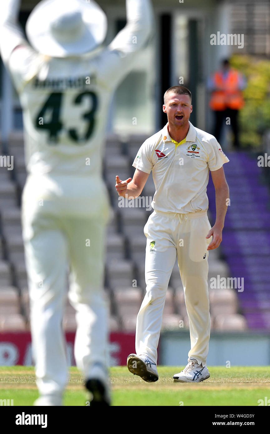Australia's Jackson Bird celebrates taking the wicket of Alex Carey ...