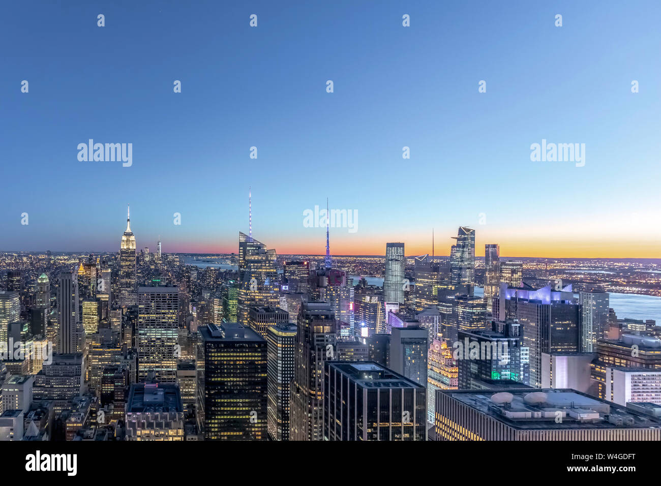 Skyline at blue hour, Manhattan, New York City, USA Stock Photo - Alamy