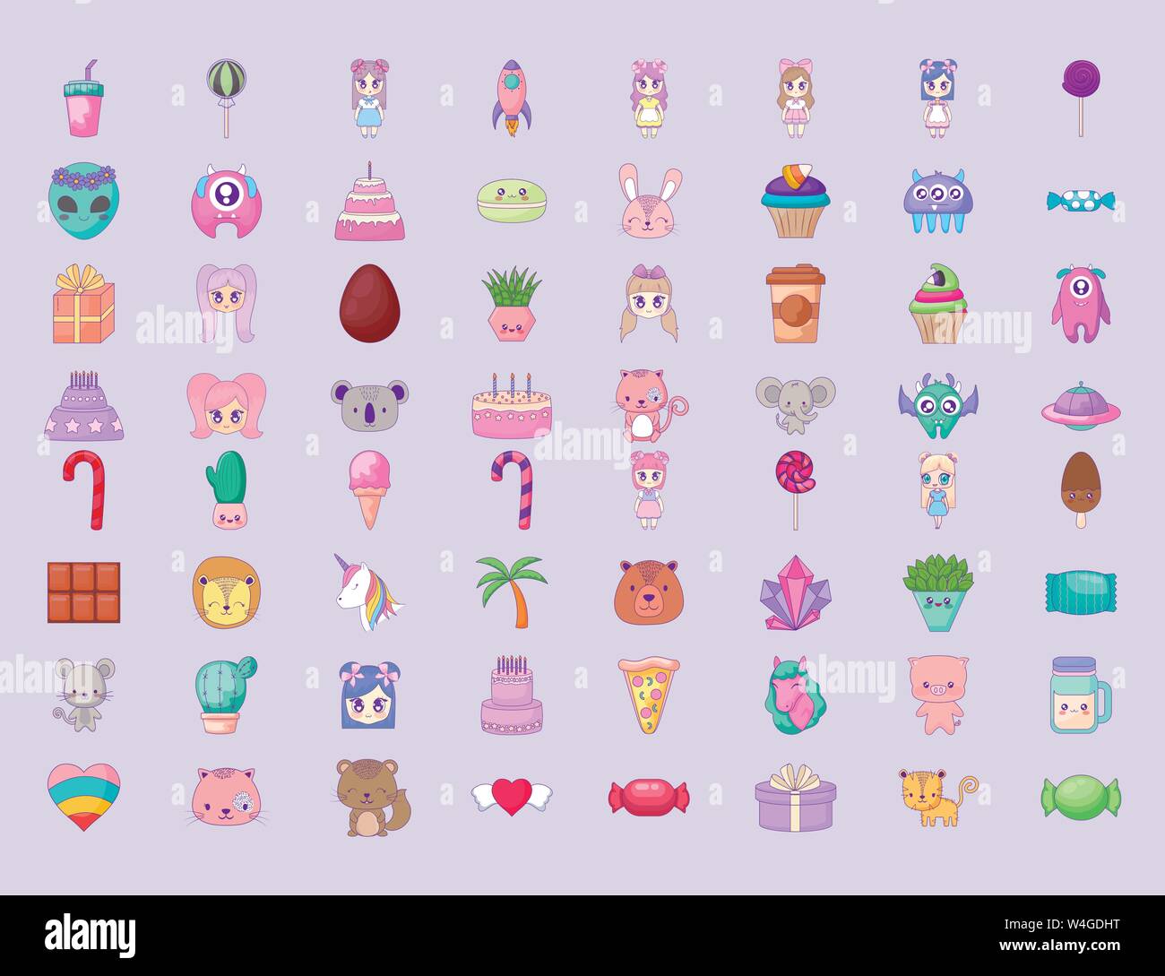 cute set icons style kawaii vector illustration design Stock Vector ...