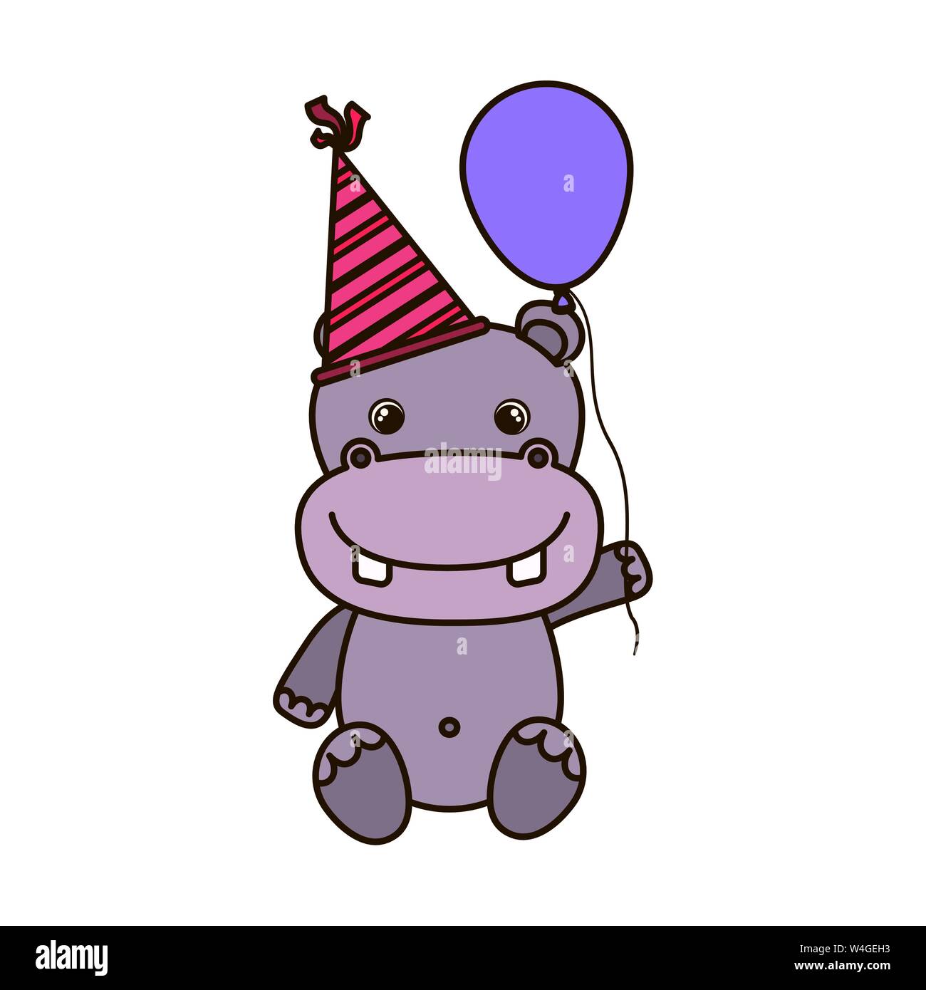cute hippo with balloon helium Stock Vector Image & Art - Alamy