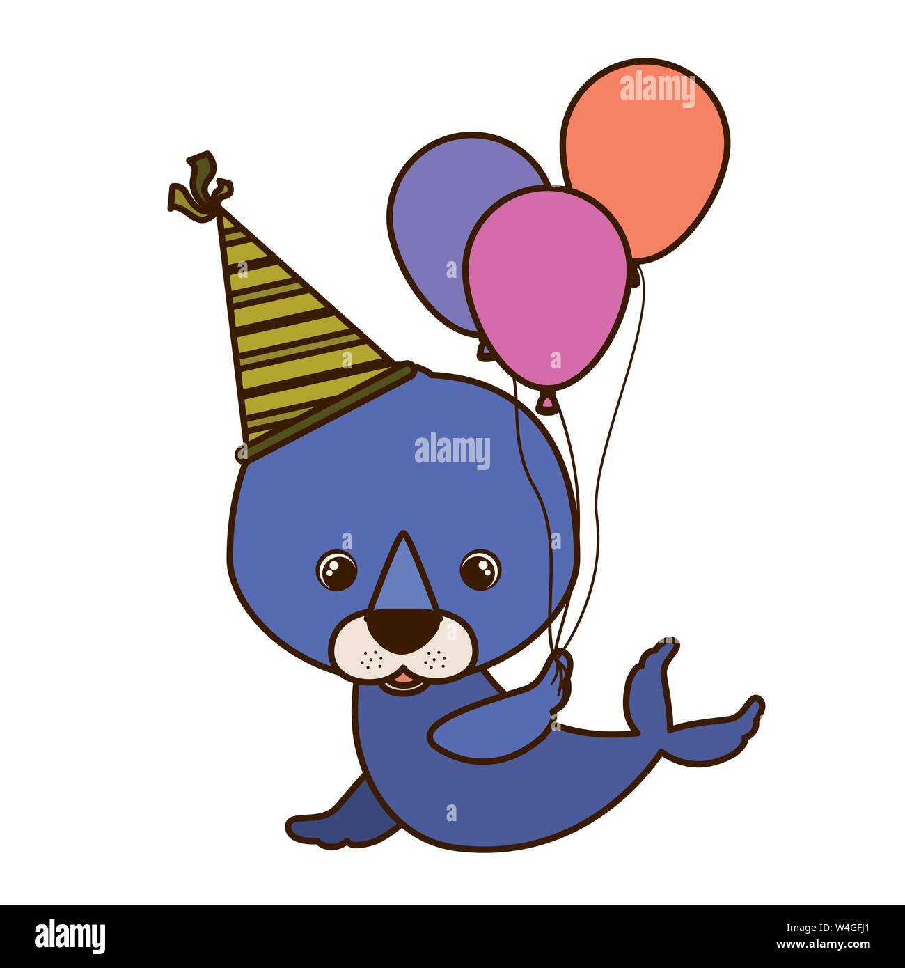 cute seal animal with balloon helium Stock Vector Image & Art - Alamy