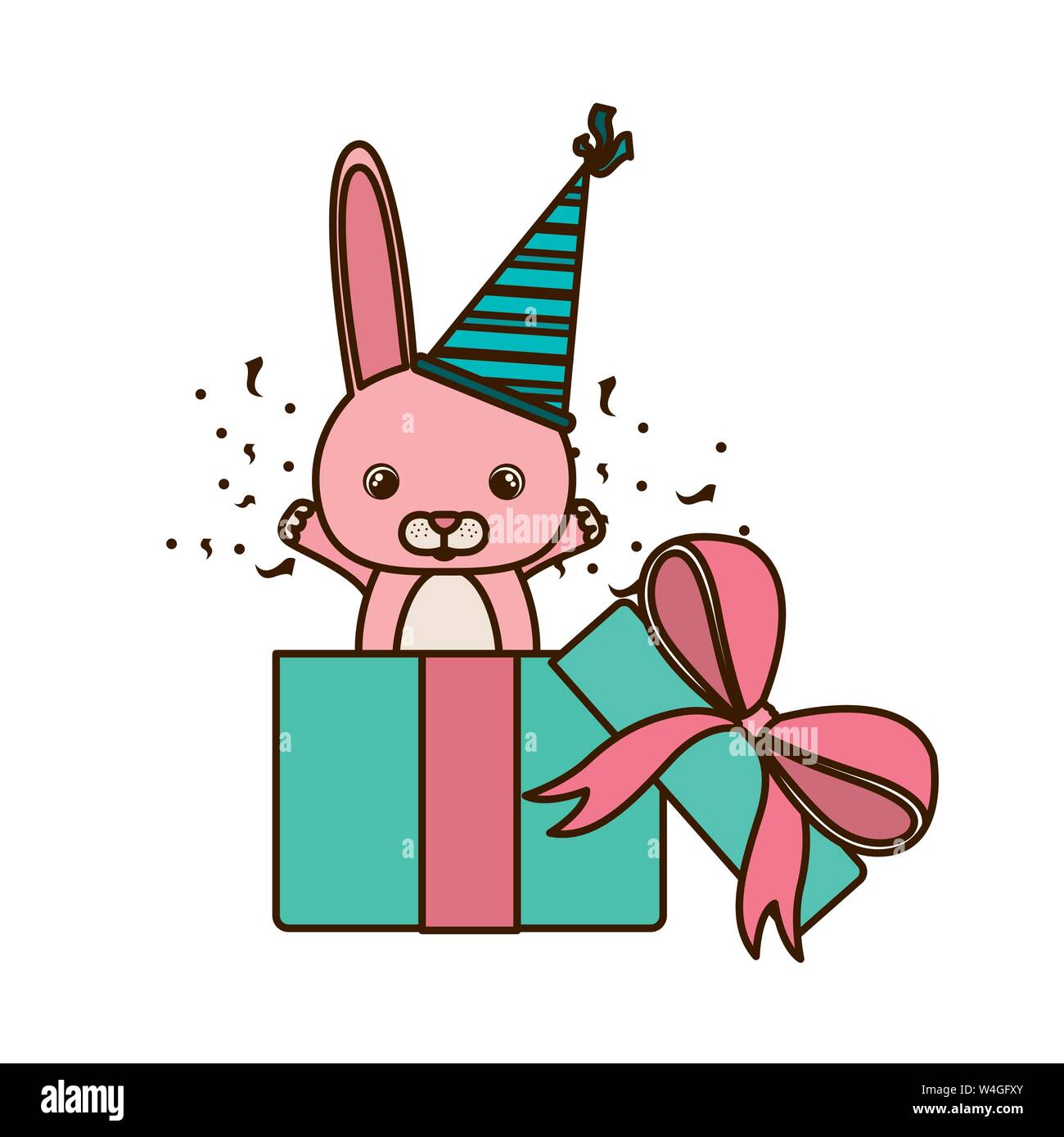 cute rabbit with gift box Stock Vector Image & Art - Alamy