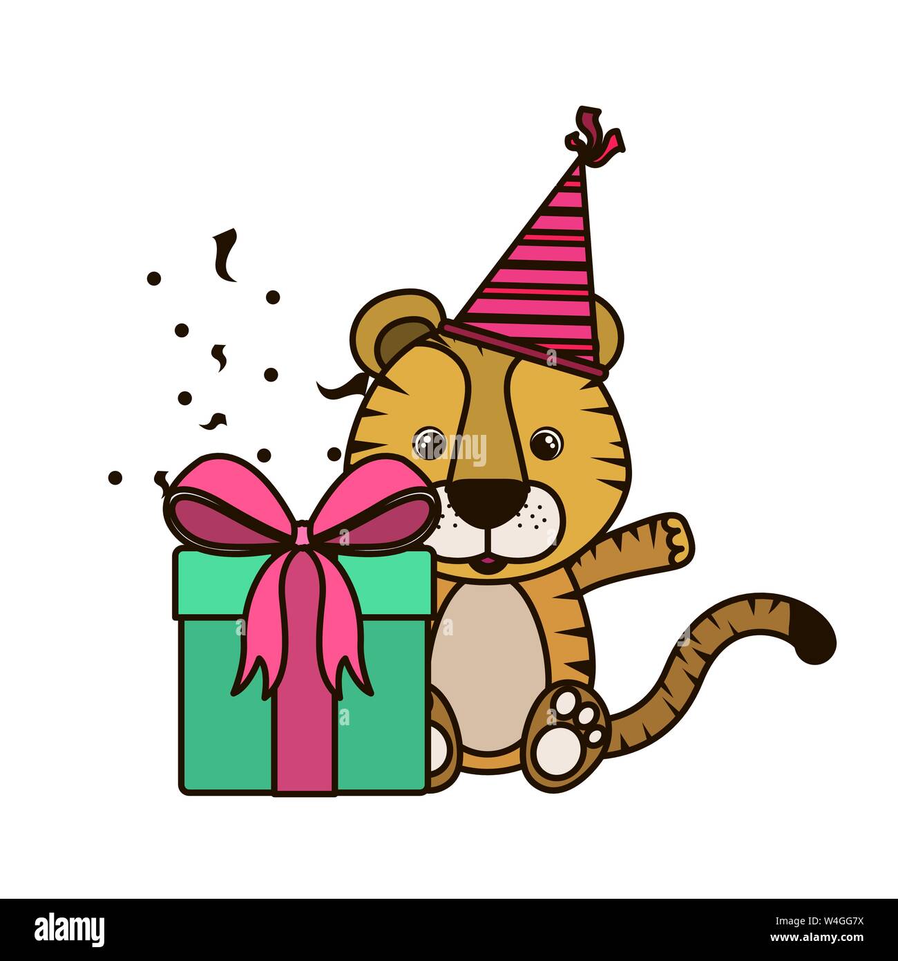 cute tiger with gift box Stock Vector Image & Art - Alamy