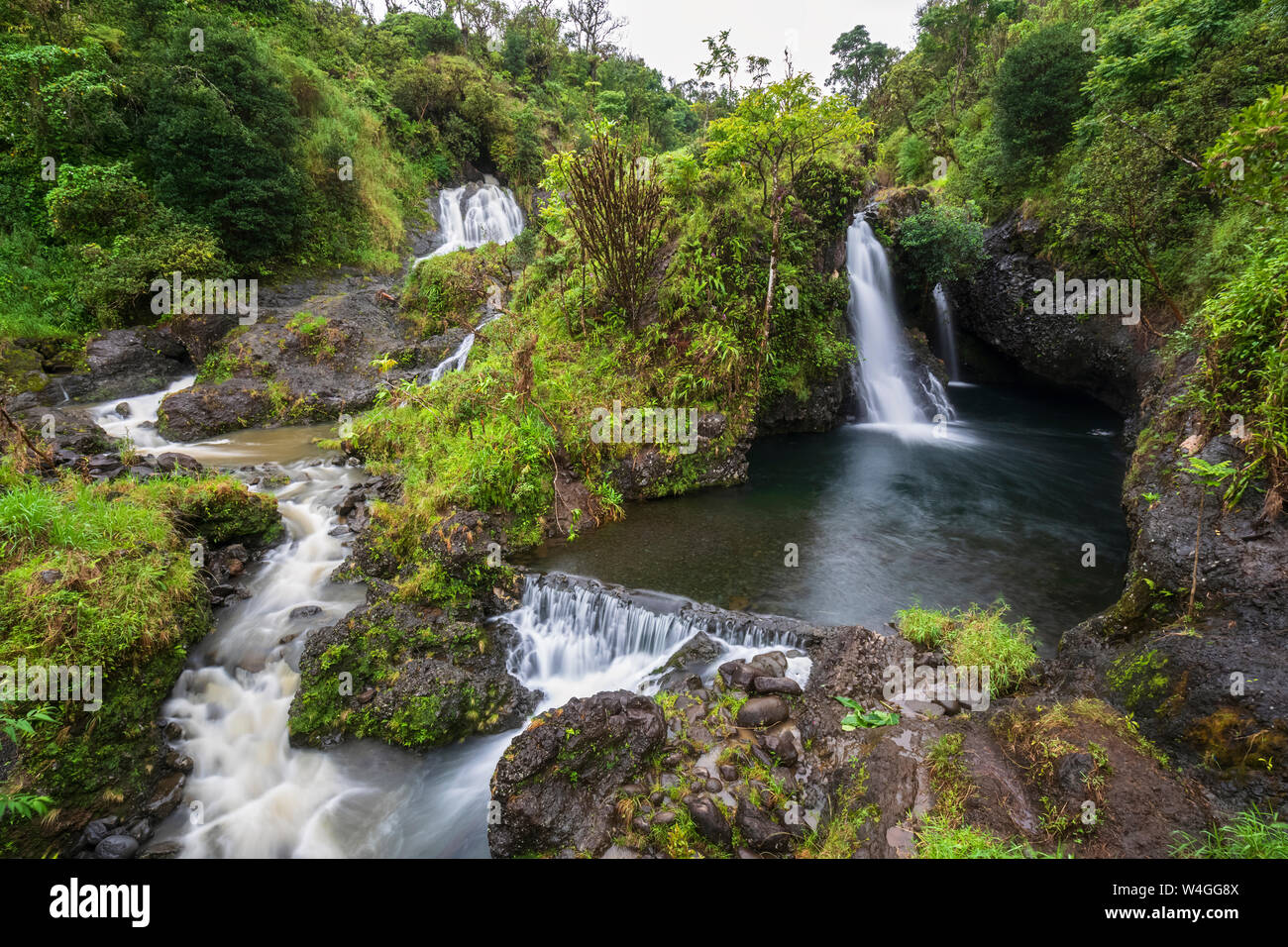 View over Hanawi falls, Hana Highway, Maui, Hawaii, USA Stock Photo - Alamy
