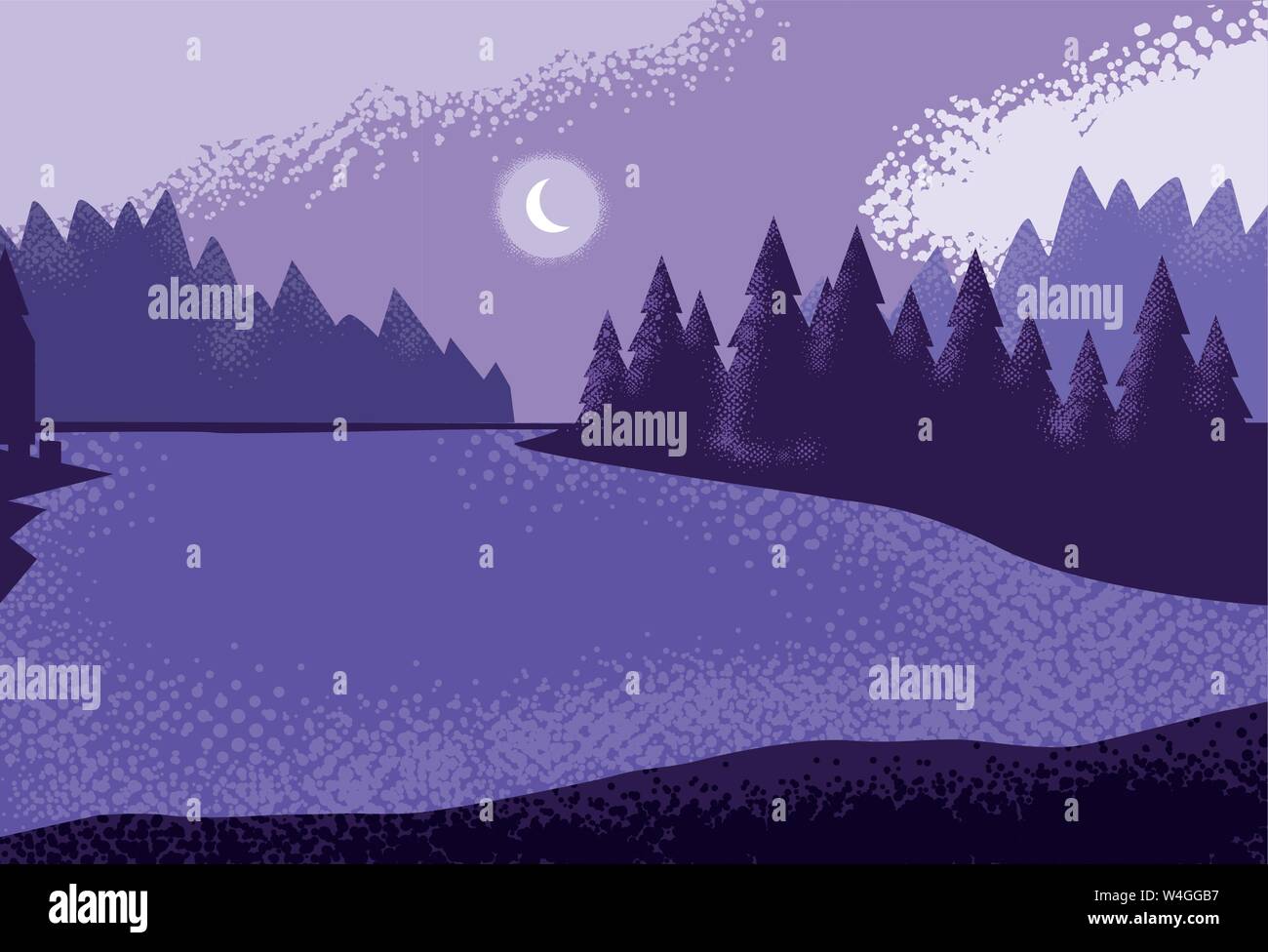 landscape nature purple scene icon vector illustration design Stock ...