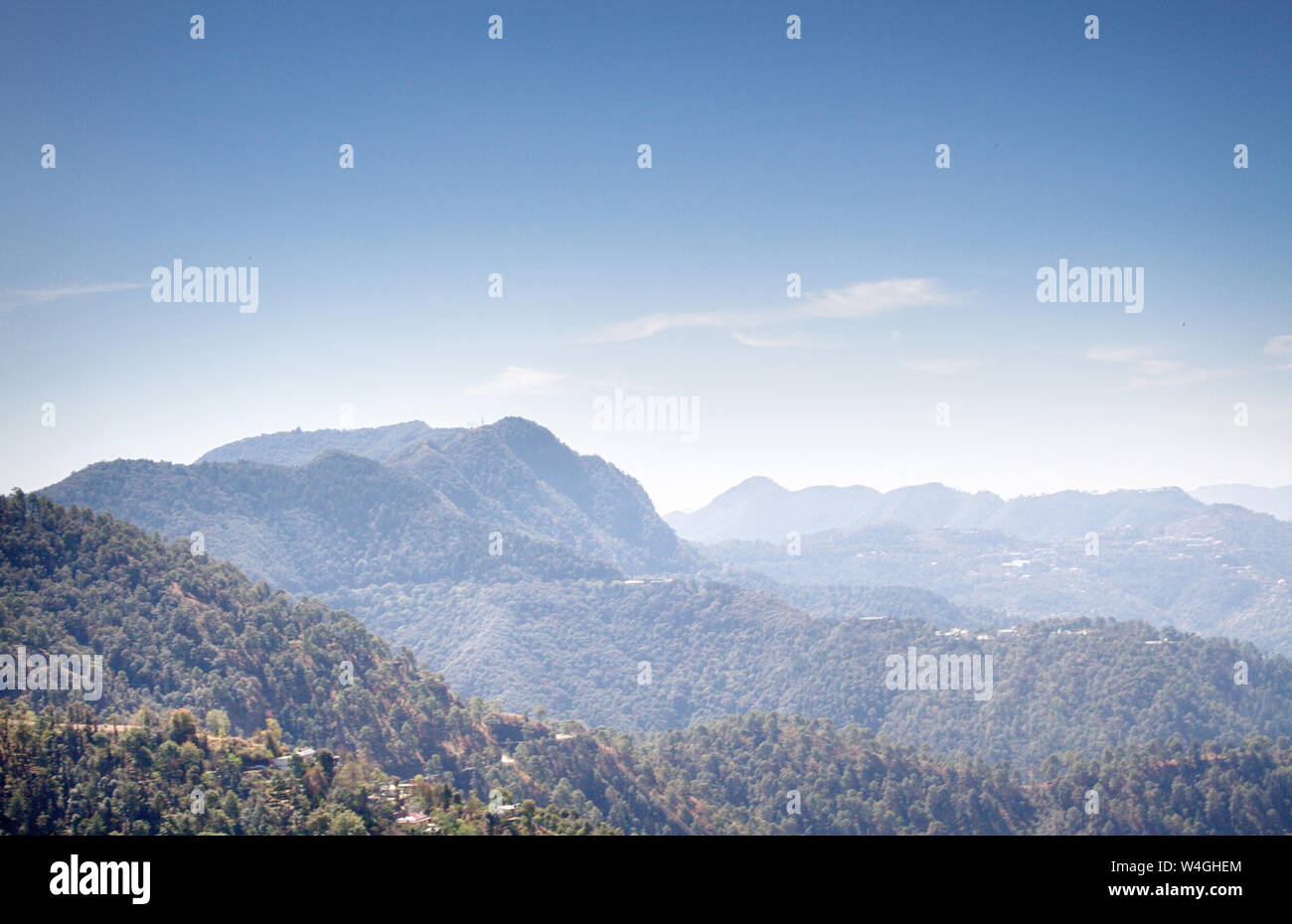 Spring mountain landscape of Outer Himalayas, Himachal Pradesh, India ...