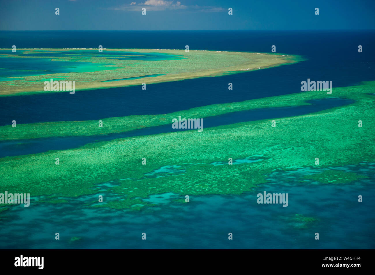 Aerial view of the Great Barrier Reef, Queensland, Australia Stock ...