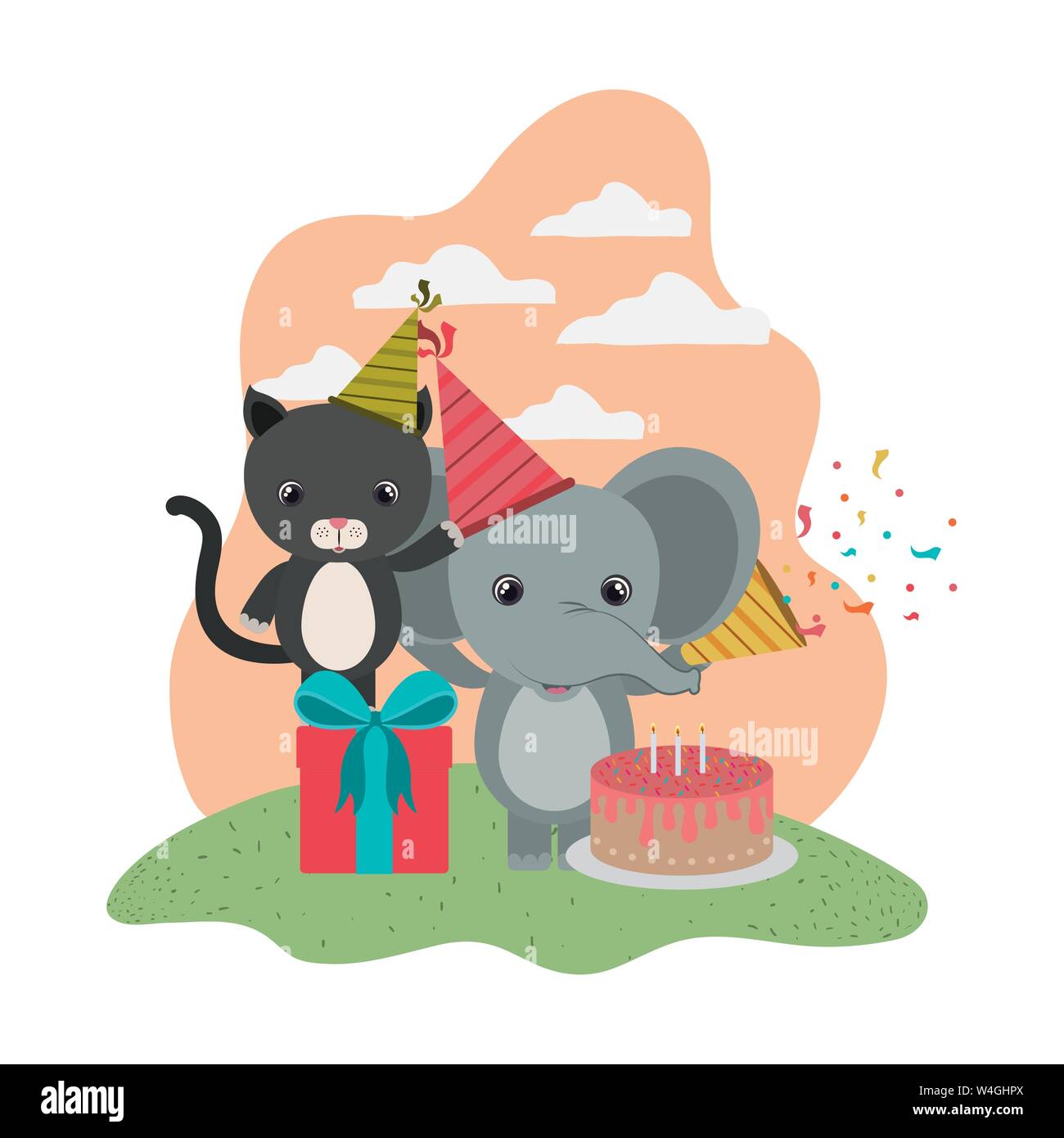 card of celebration with animals Stock Vector Image & Art - Alamy