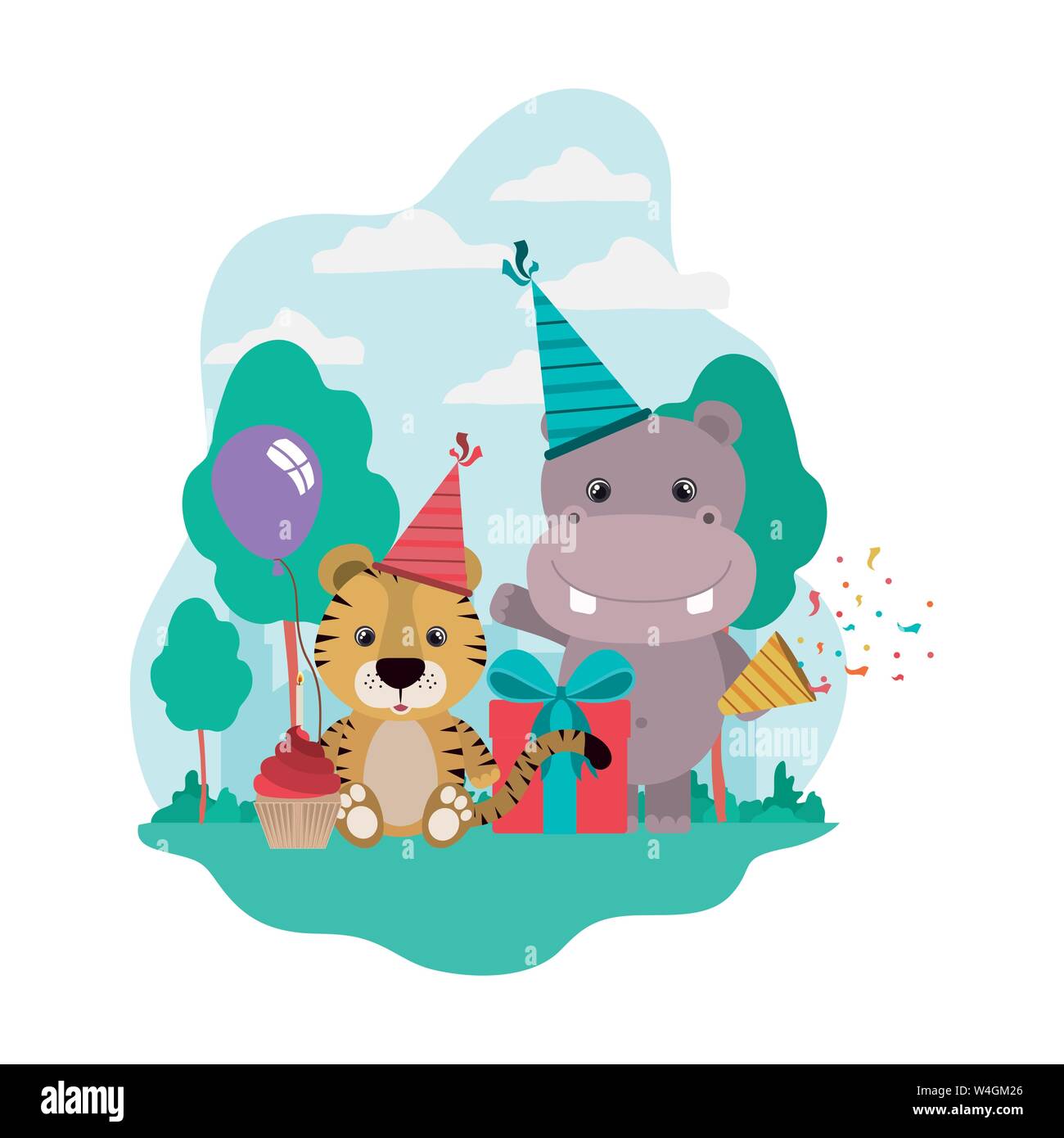 card of celebration with animals Stock Vector Image & Art - Alamy