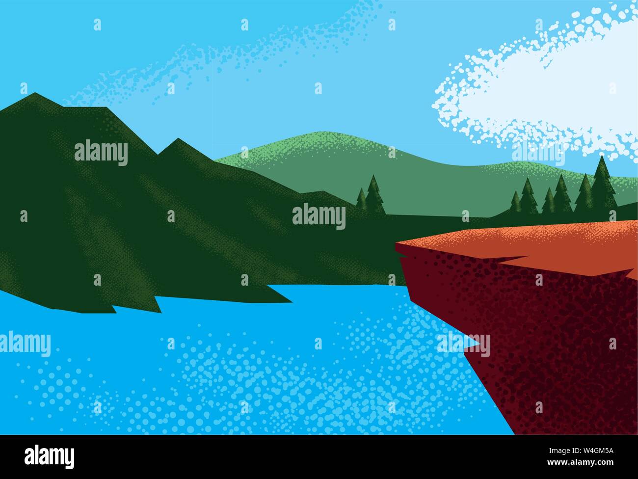 landscape with lake scene nature vector illustration design Stock ...