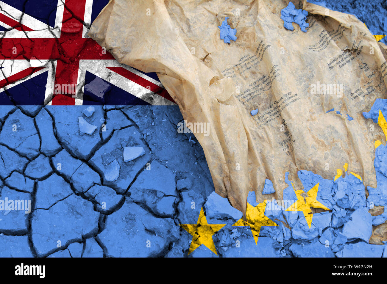 The flag of Tuvalu, the flag is depicted on cracked earth. Ecology ...