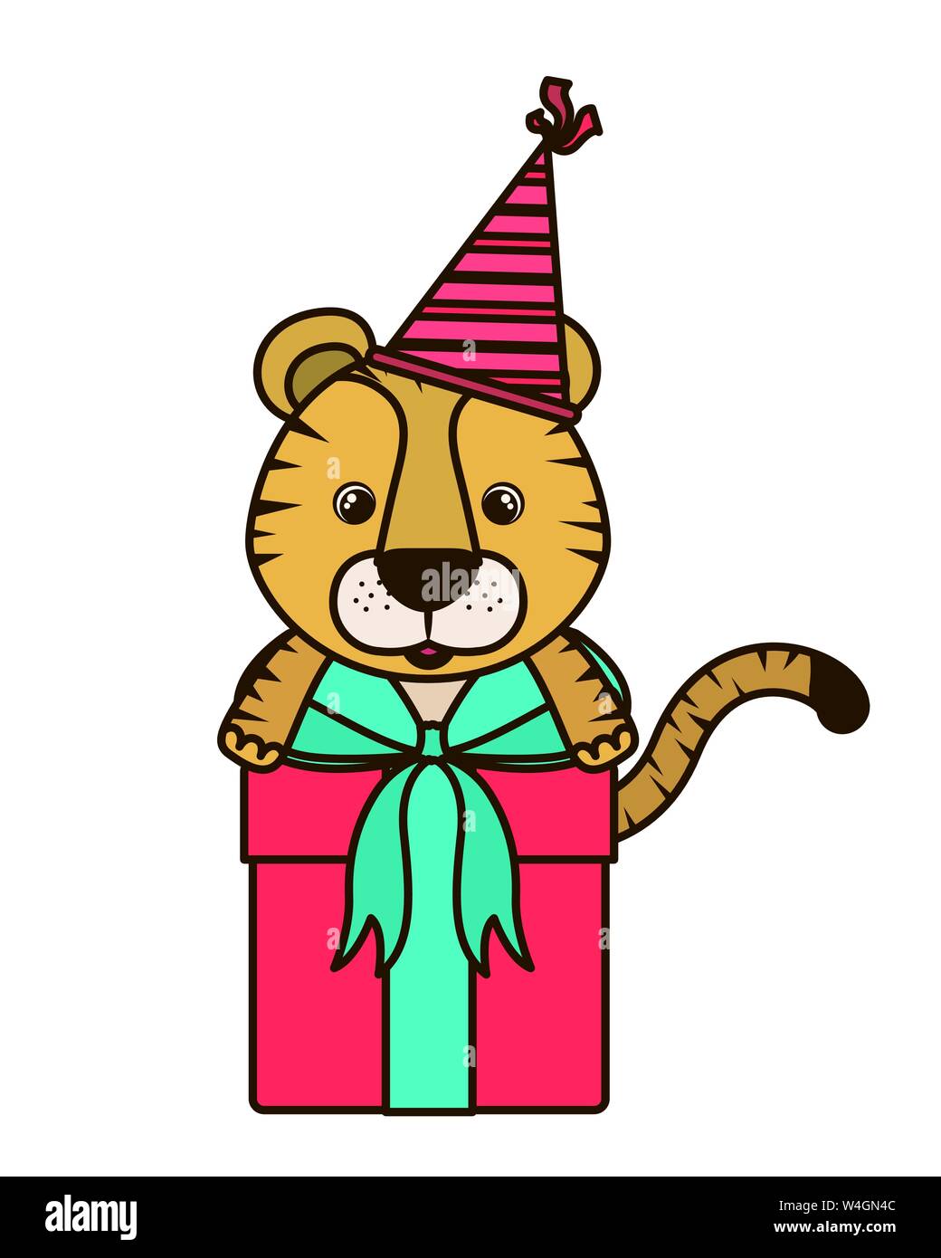 cute tiger with gift box Stock Vector Image & Art - Alamy