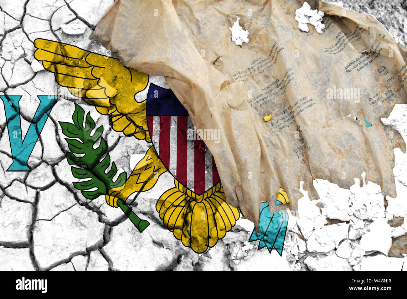 The flag of Virgin Islands of the United States, the flag is depicted ...