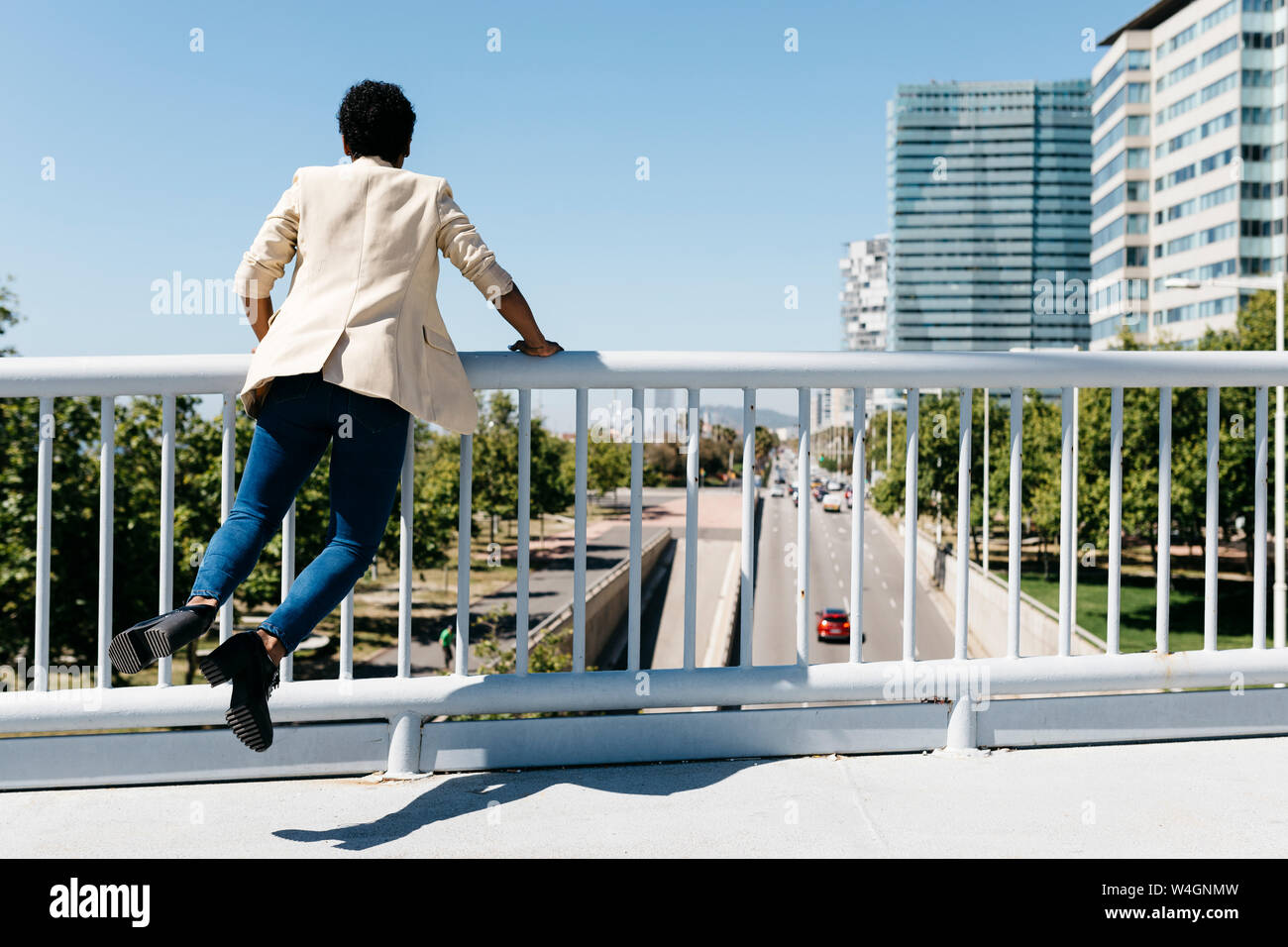 Happy woman after work jumping hi-res stock photography and images - Alamy