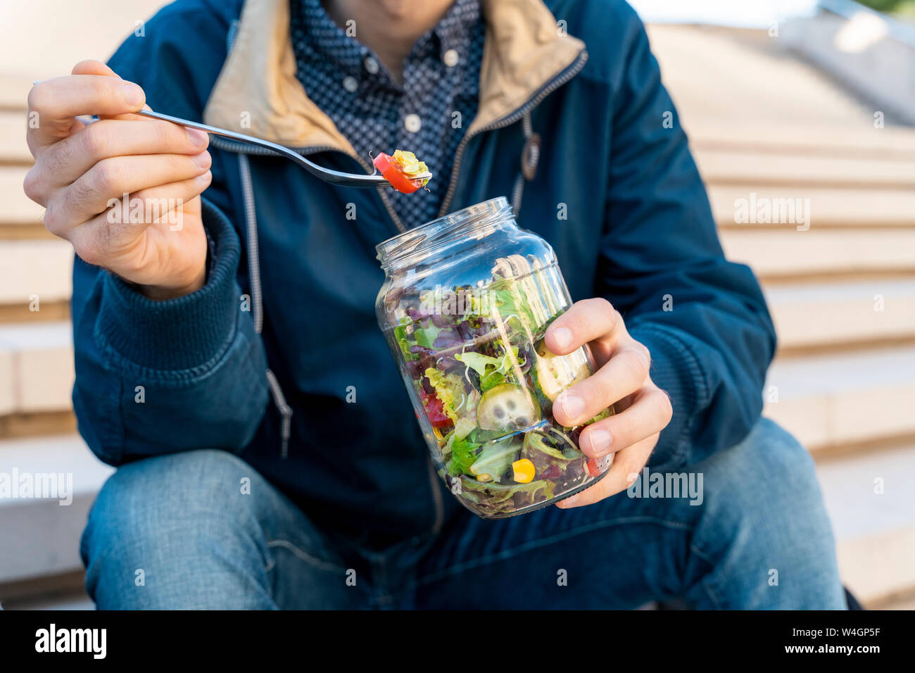 Man eating stairs hi-res stock photography and images - Alamy