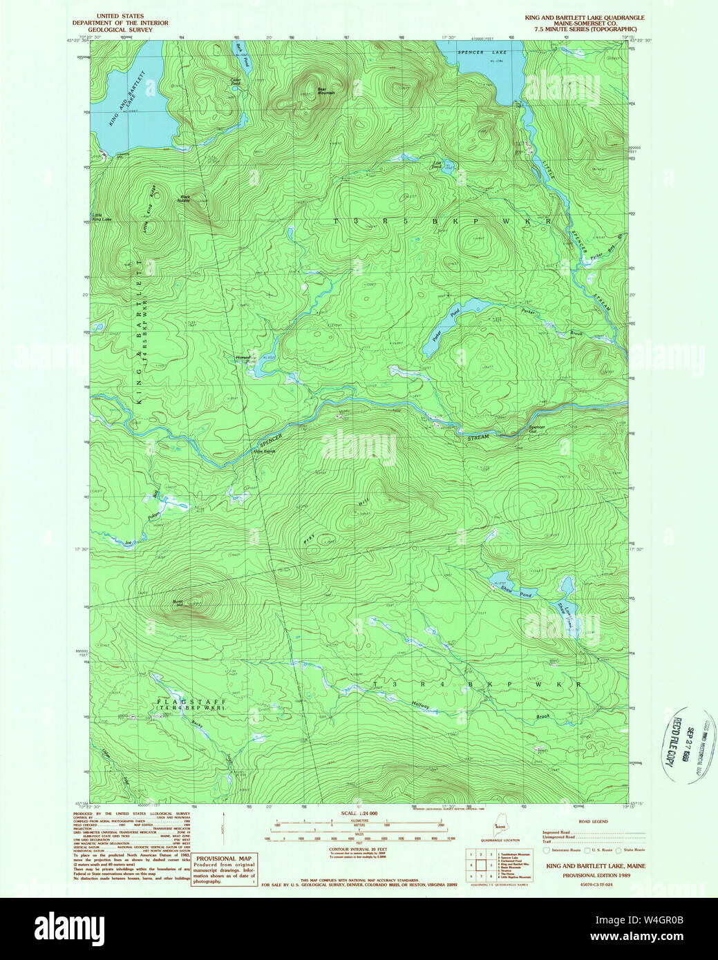 Maine USGS Historical Map King and Bartlett Lake 807999 1989 24000 ...