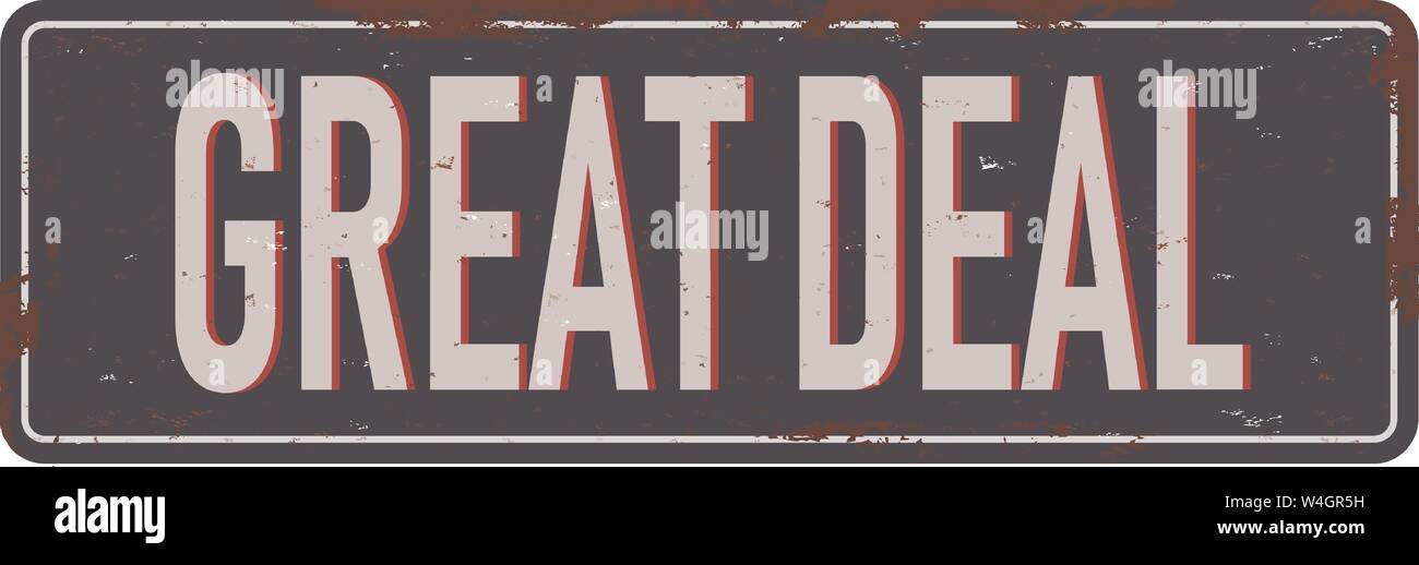 Great deal Vintage blank rusted metal sign Vector Illustration on white ...