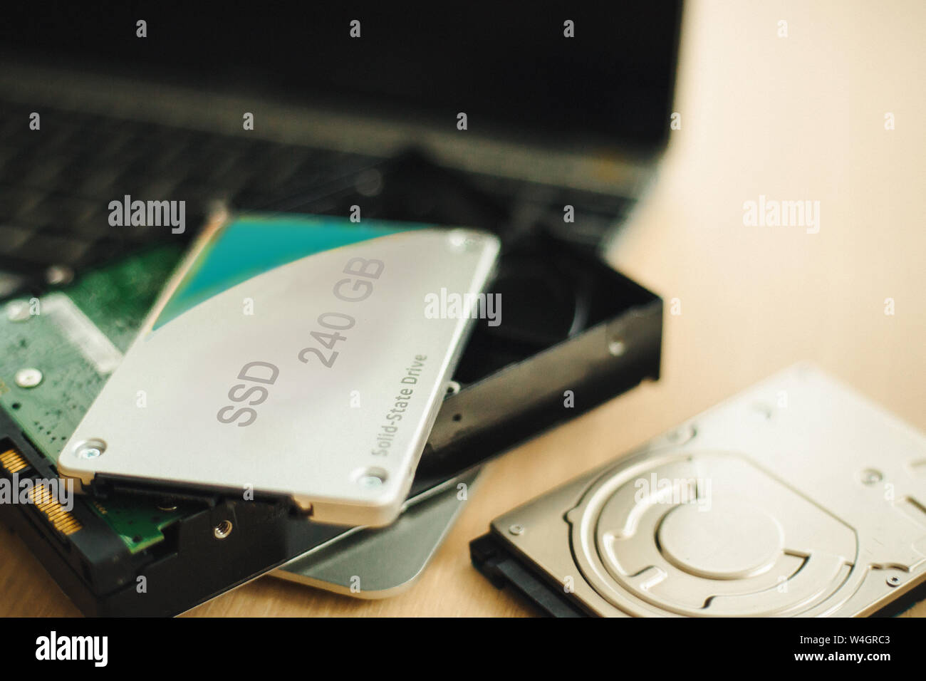 SSD and Laptop,solid state drive with sata 6 gb connection Stock Photo ...