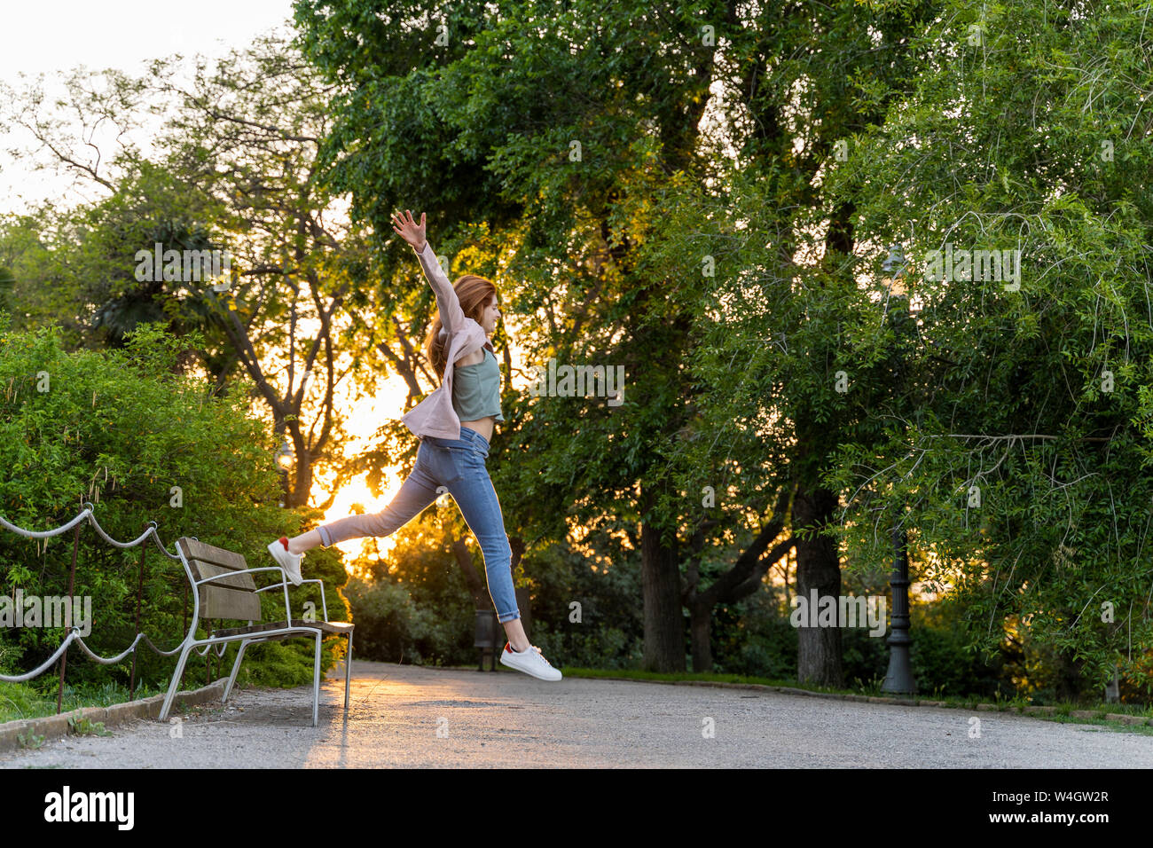 Jumping from bench hi-res stock photography and images - Alamy