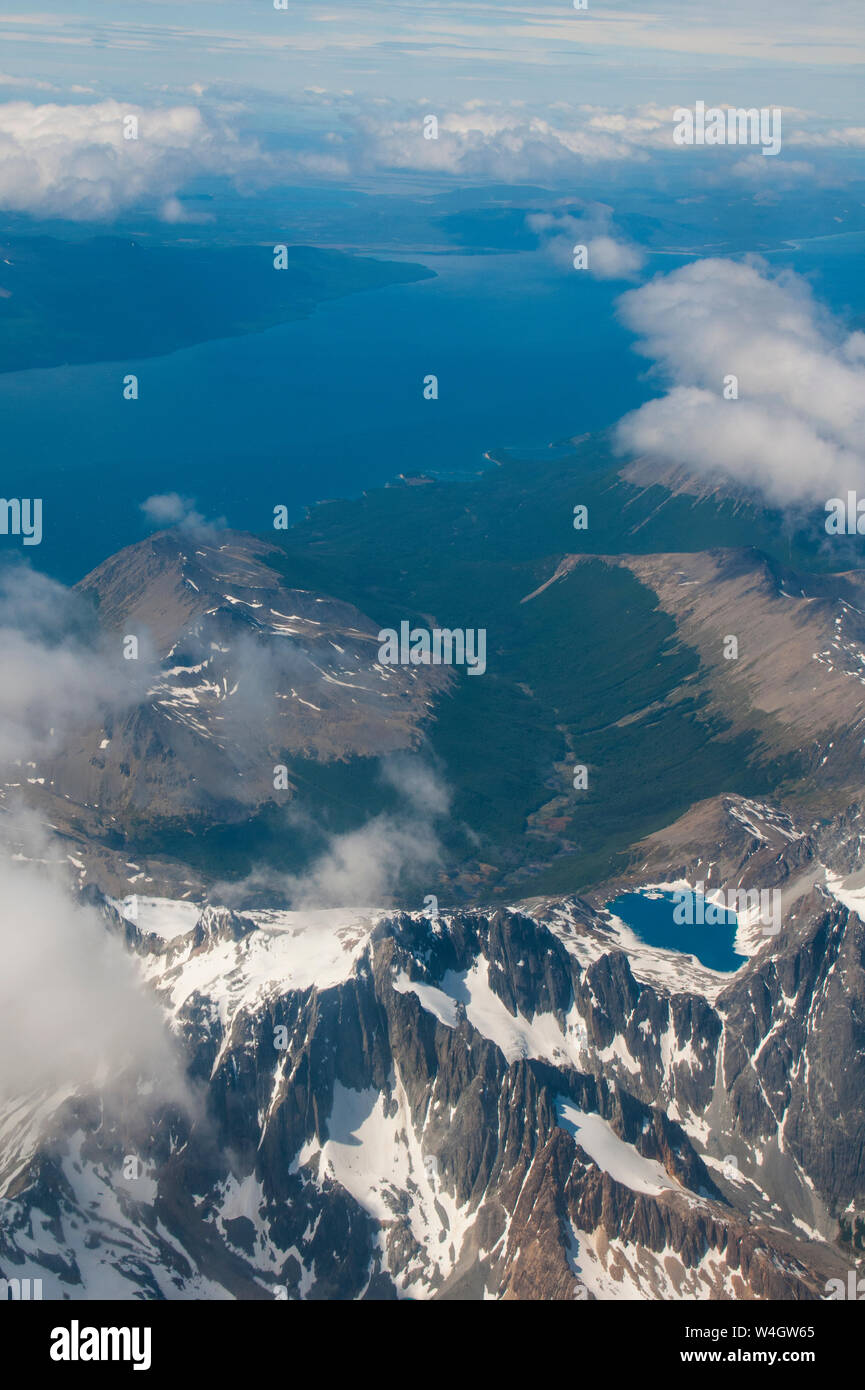 Aerial view of Tierra del Fuego, Argentina, South America Stock Photo ...