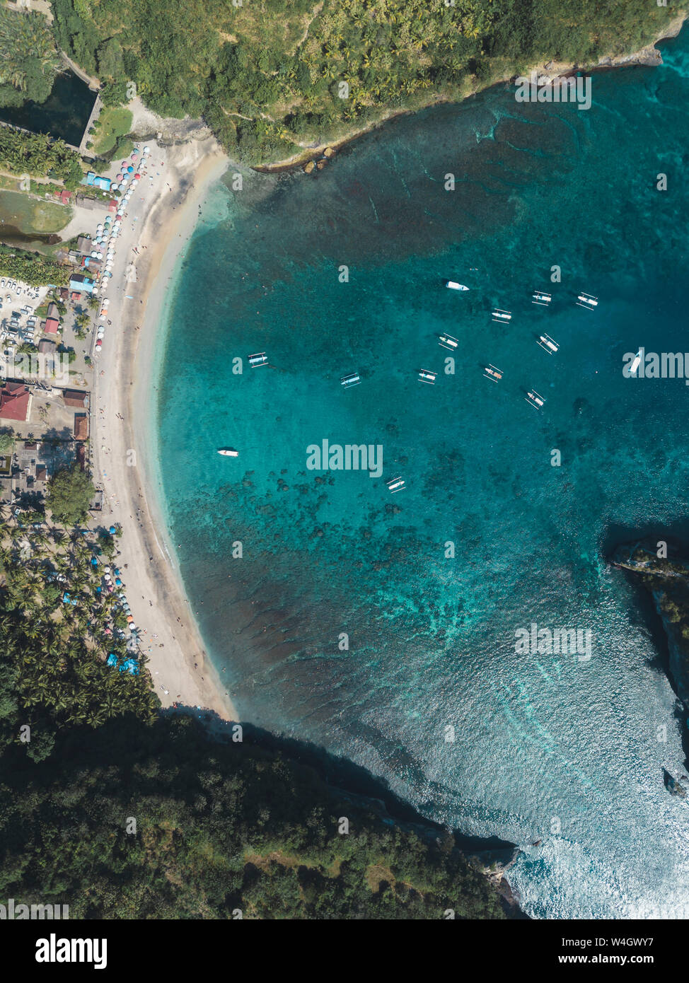 Aerial view of Crystal Bay, Nusa Penida Island, Bali, Indonesia Stock ...