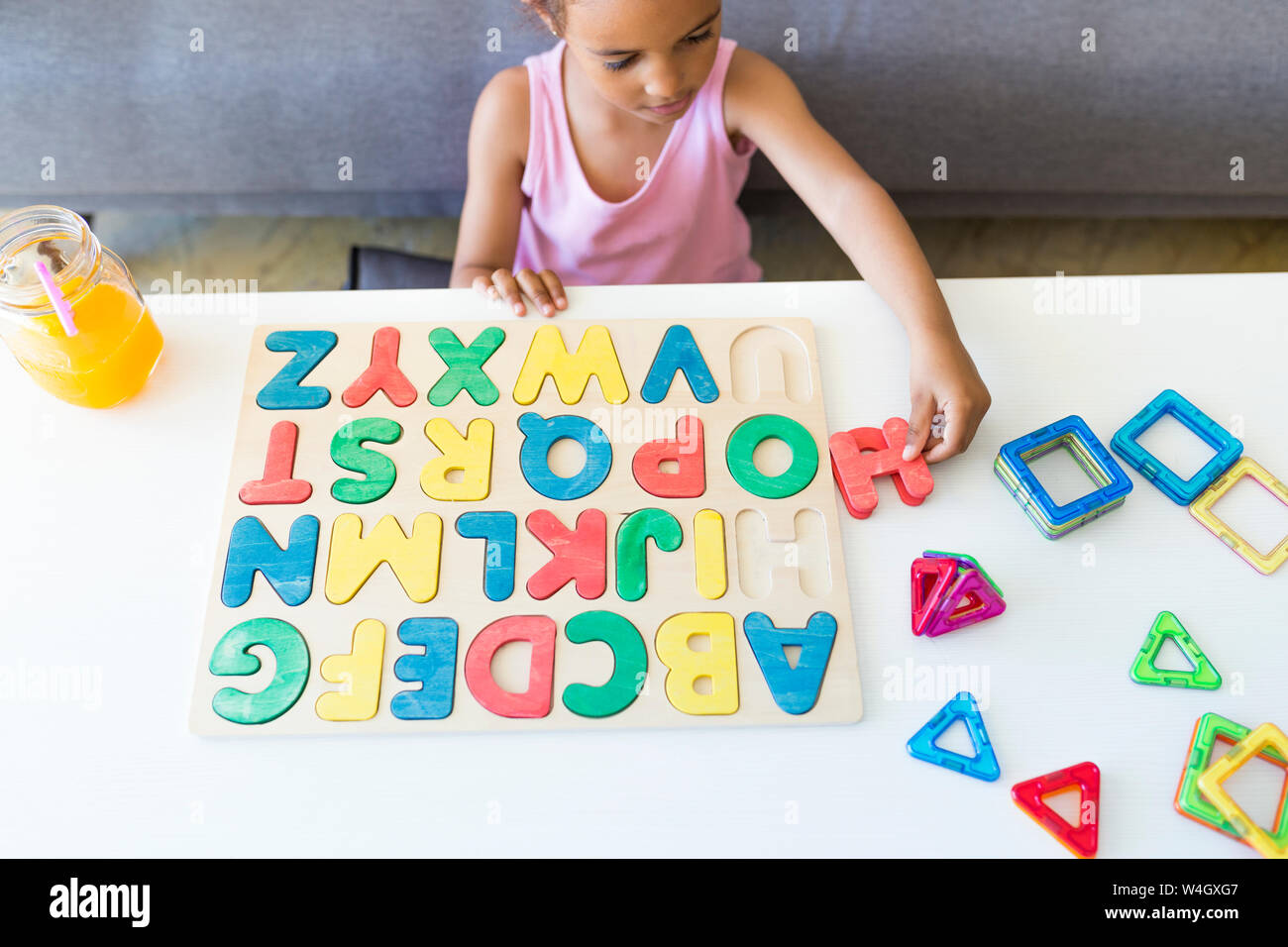 Children learning alphabet hi-res stock photography and images - Alamy