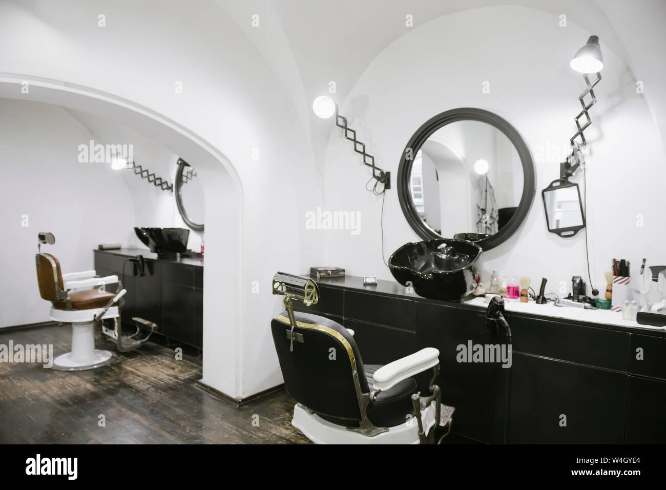 Interior of a barber shop Stock Photo - Alamy