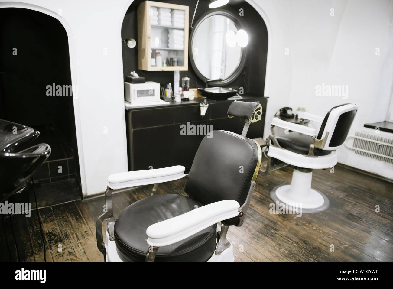 Interior of a barber shop Stock Photo - Alamy