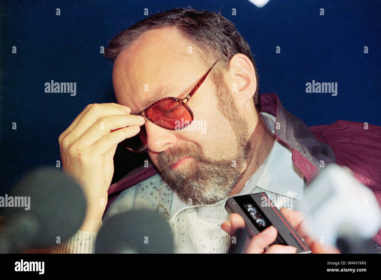 Gordon Wardell in a distressed state during a police news conference in ...