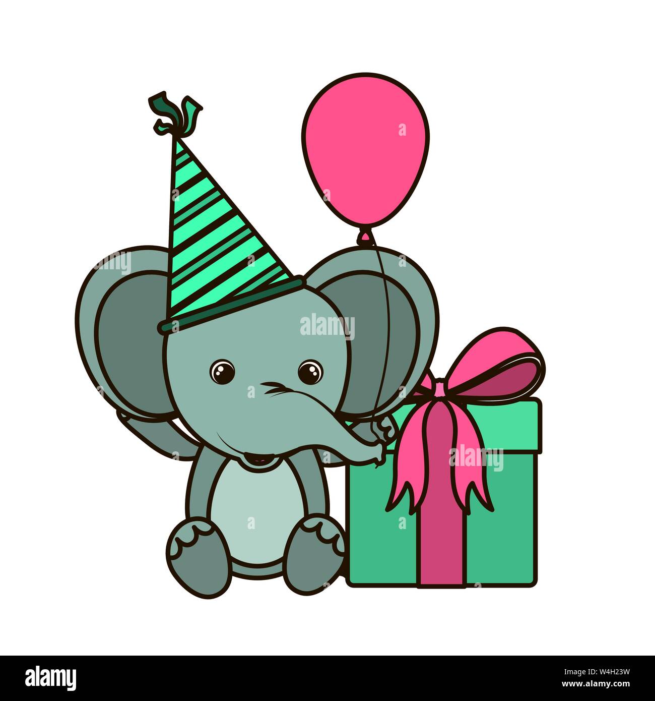 cute elephant with gift box Stock Vector Image & Art - Alamy