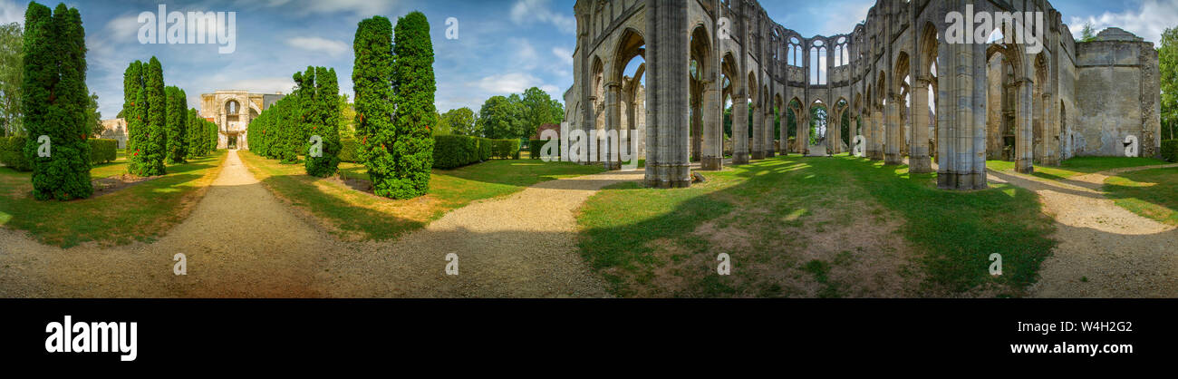 A panorama of the abbey of Chiry Ourscamp, France Stock Photo - Alamy
