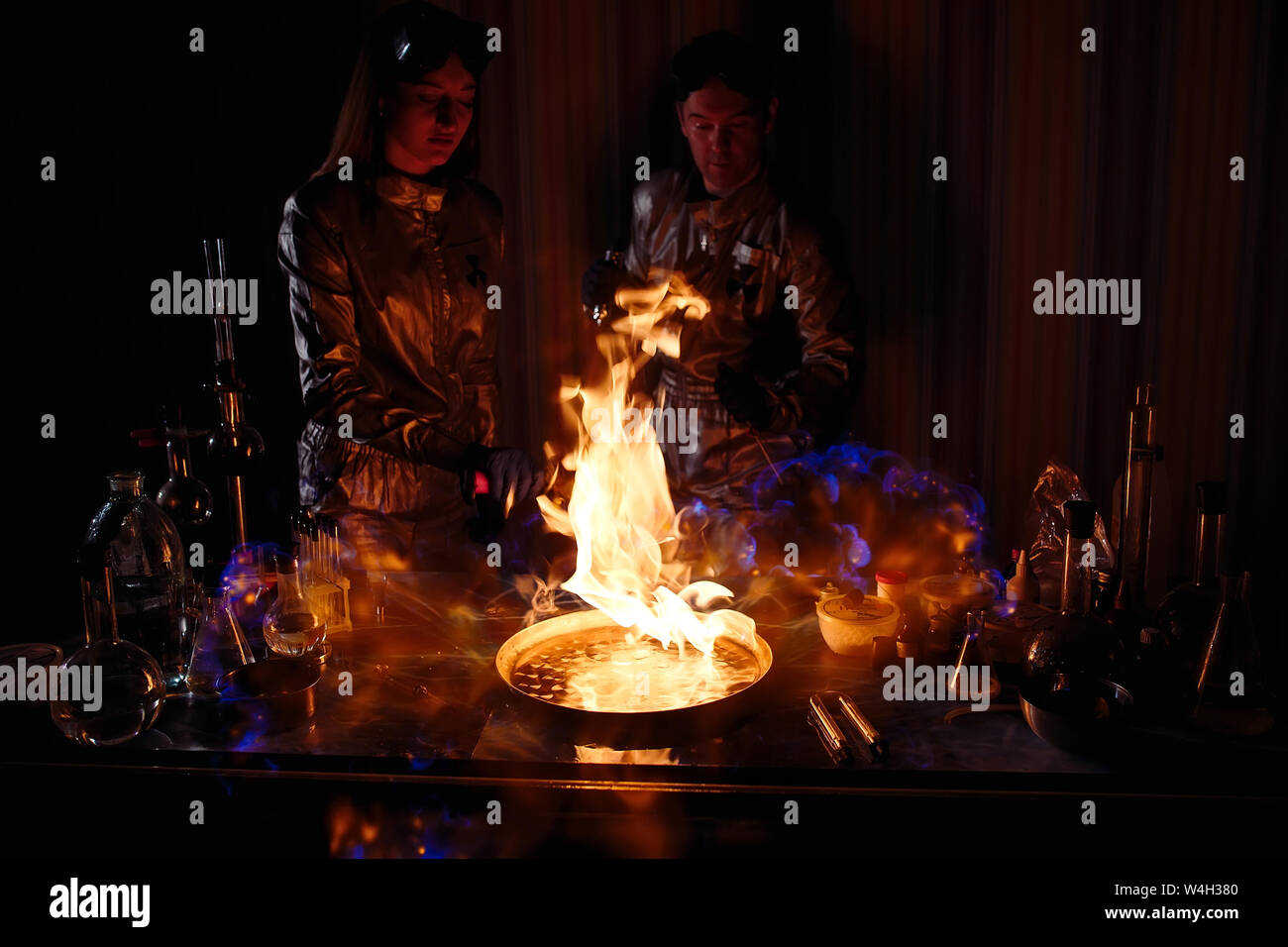 Explosion during the experiment. Unsuccessful experiment in the ...