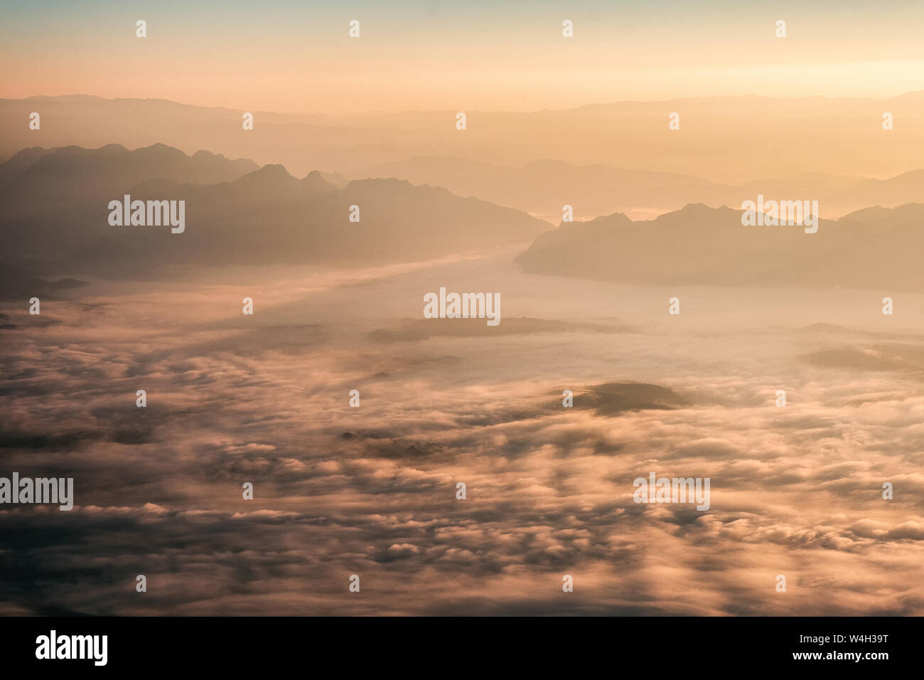 Sunshine on mountain range with foggy in national park at morning Stock ...
