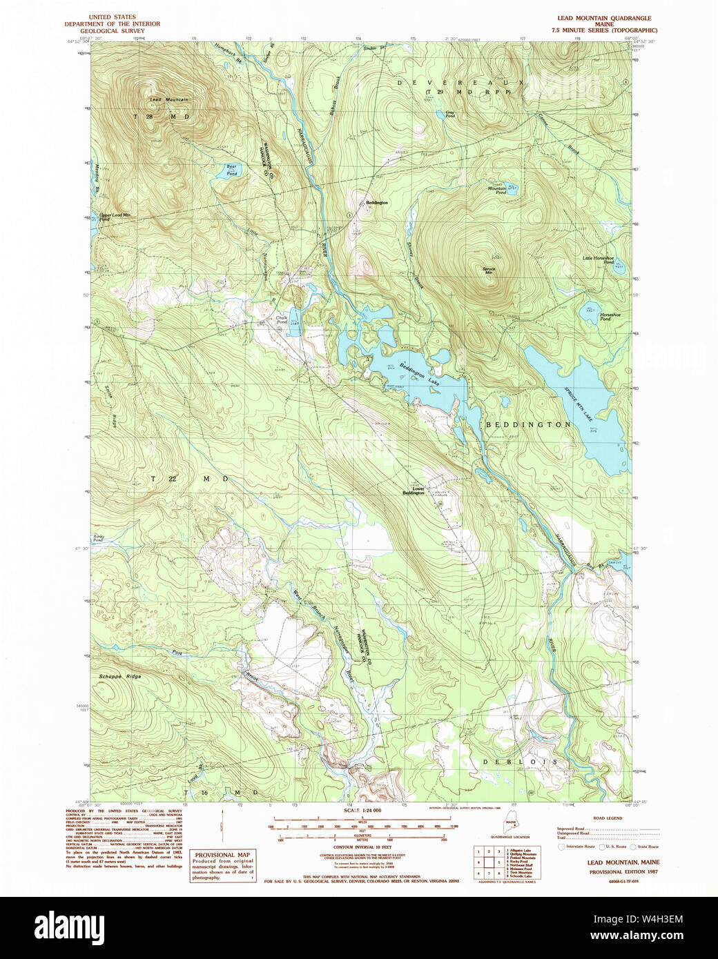 Maine USGS Historical Map Lead Mountain 105278 1987 24000 Restoration ...