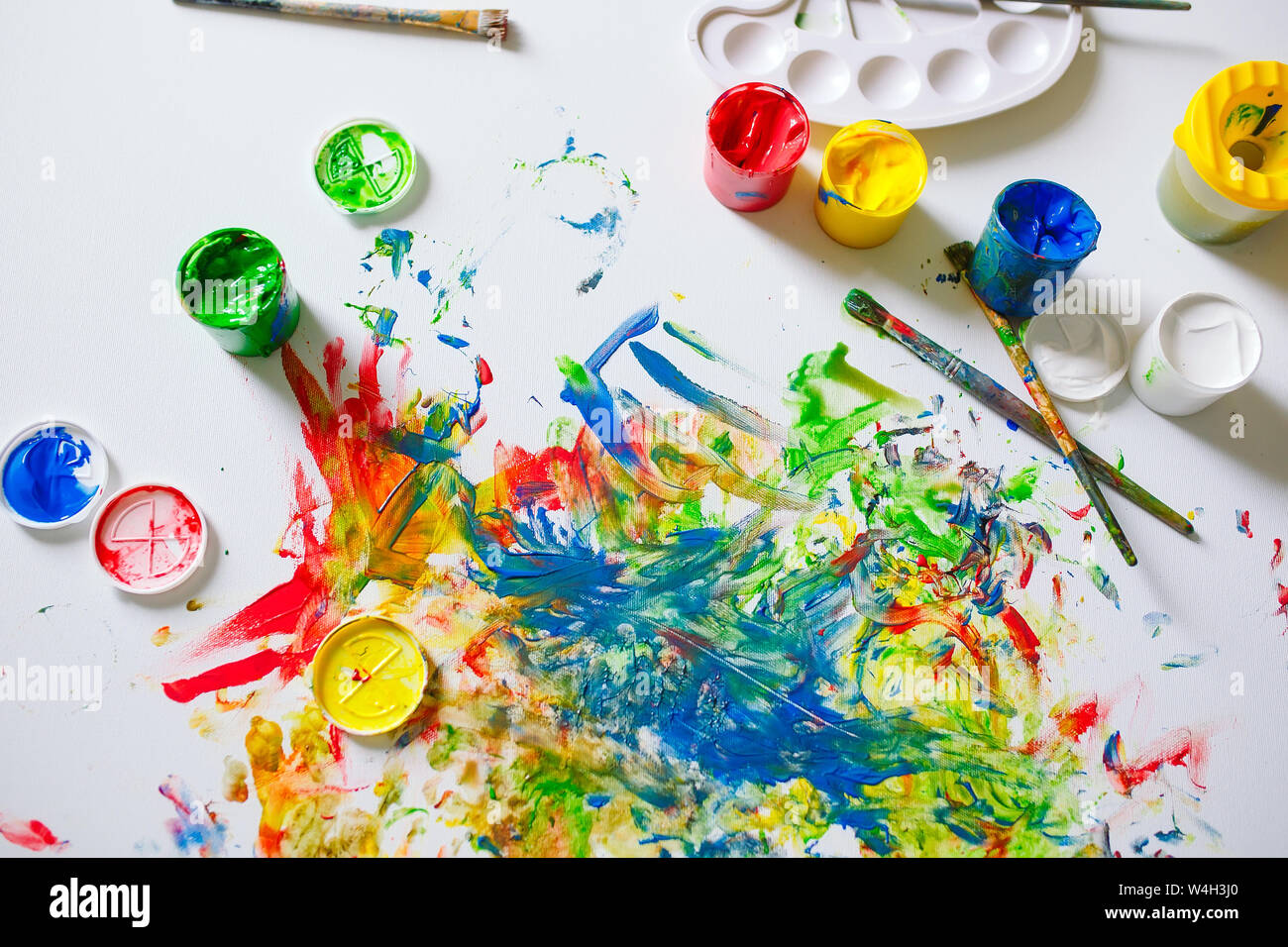 The canvas is painted with colorful colors Stock Photo - Alamy