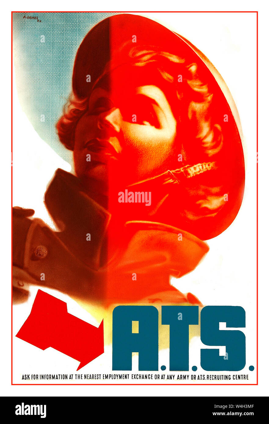 Vintage 1940's UK WW2 recruitment poster for Forces Recruitment ATS ...