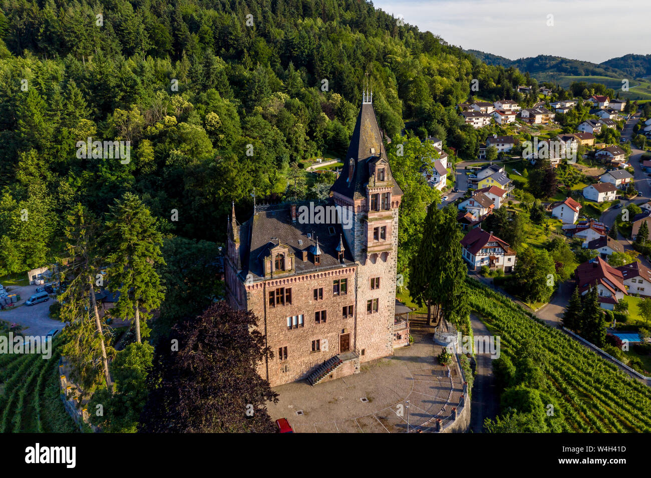 Aerial view of old feudal castle Burg Rodech, Germany Stock Photo - Alamy